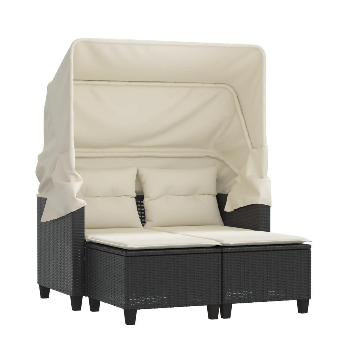 Click here for Garden Sofa Black Pe Rattan 2-Seater Adjustable Ar... prices