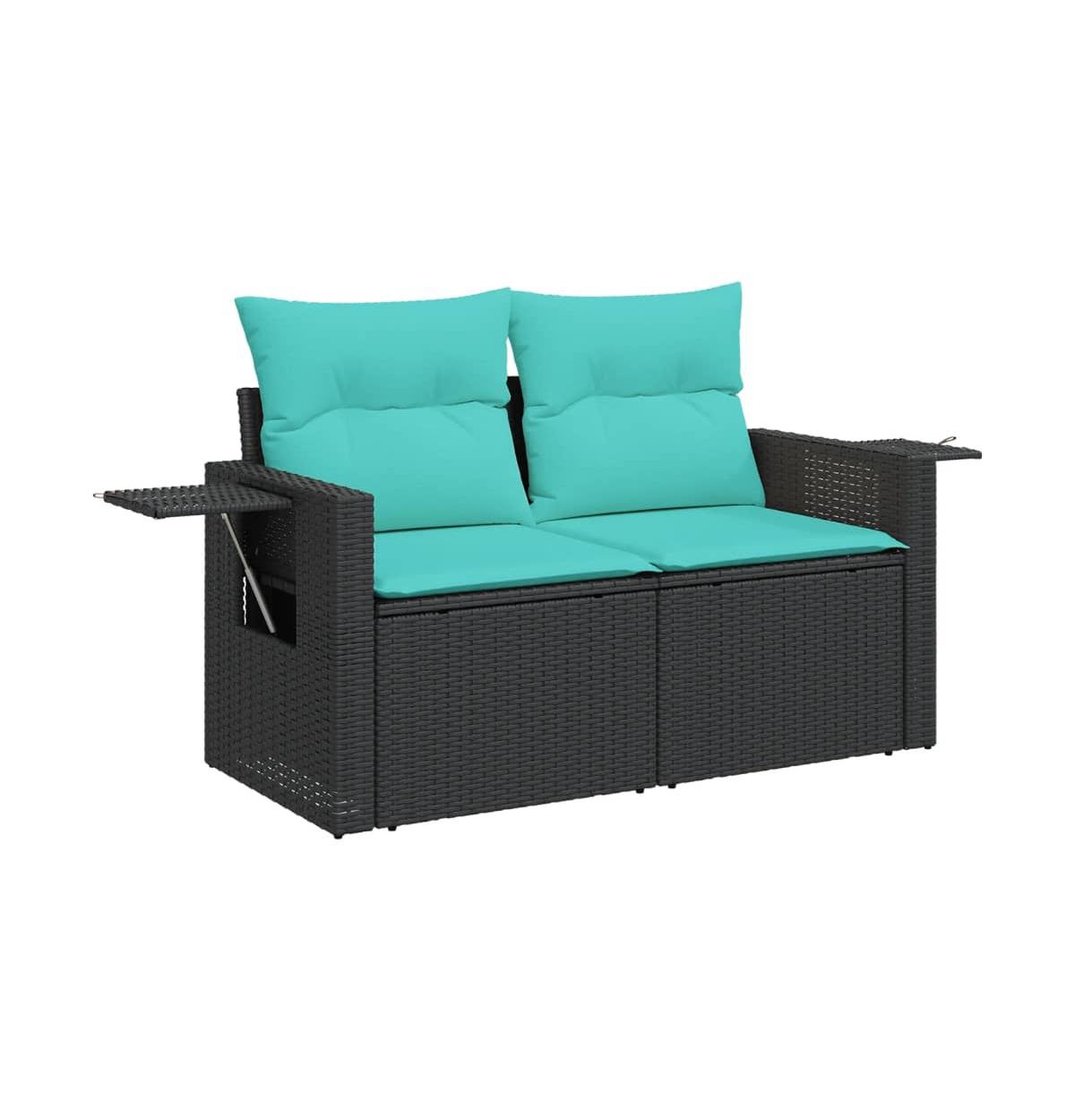Click here for vidaXL Patio Sofa with Cushions 2-Seater Black Pol... prices