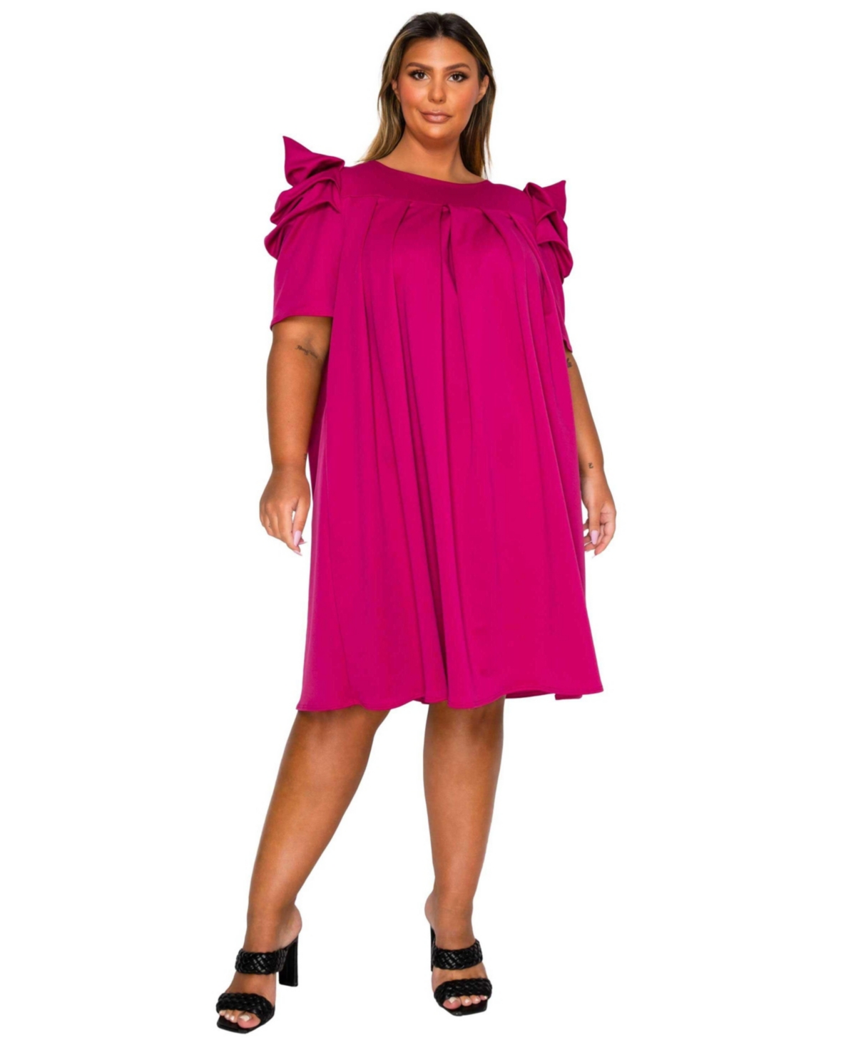Click here for L I V D Womens Plus Size Zaya Pleated Swing Dress... prices