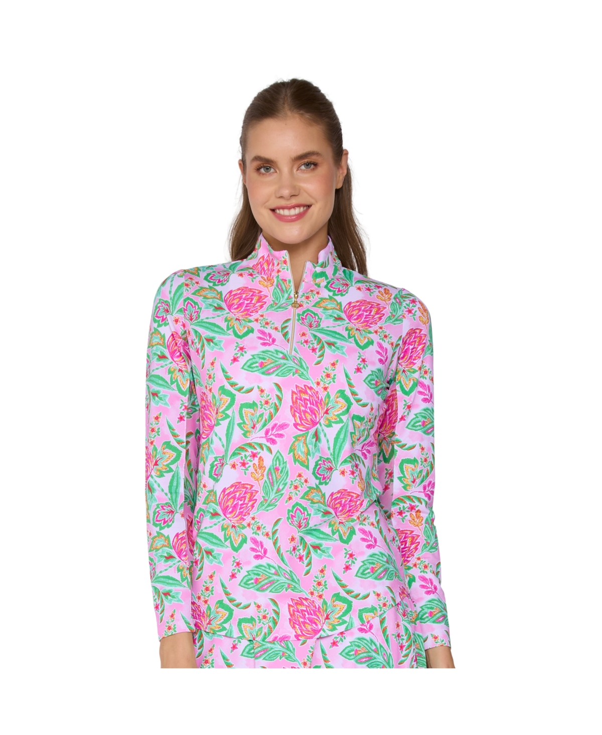 Click here for G Lifestyle Long Sleeve Mock Neck Top - Pink Parad... prices