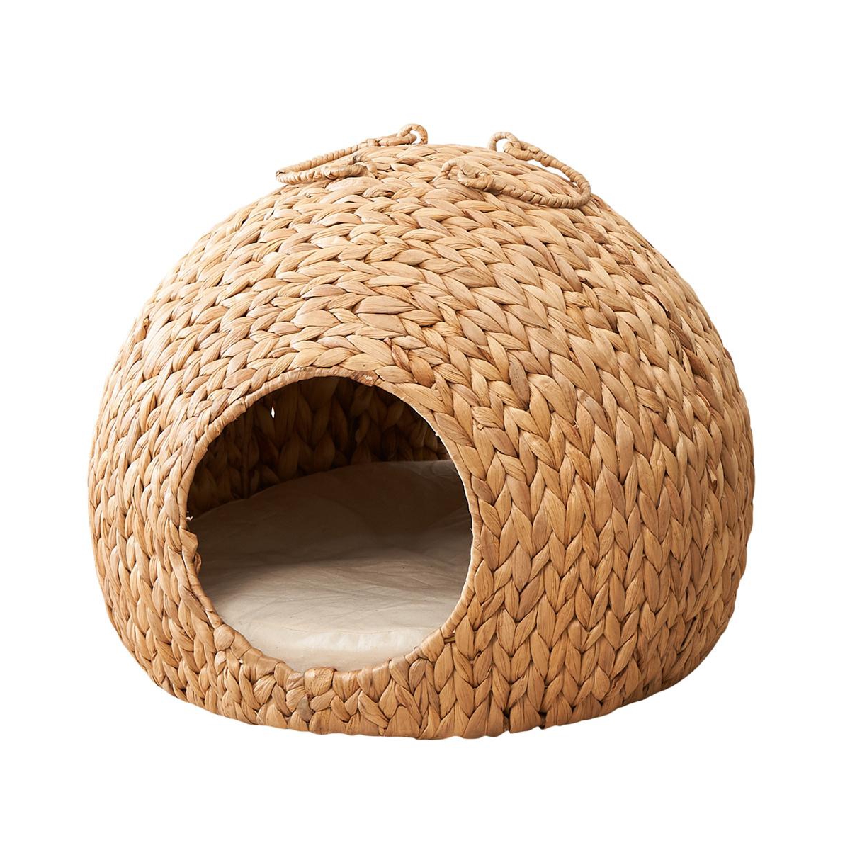Click here for Zeus & Ruta Woven Wicker Round Cat Bed Cave with H... prices