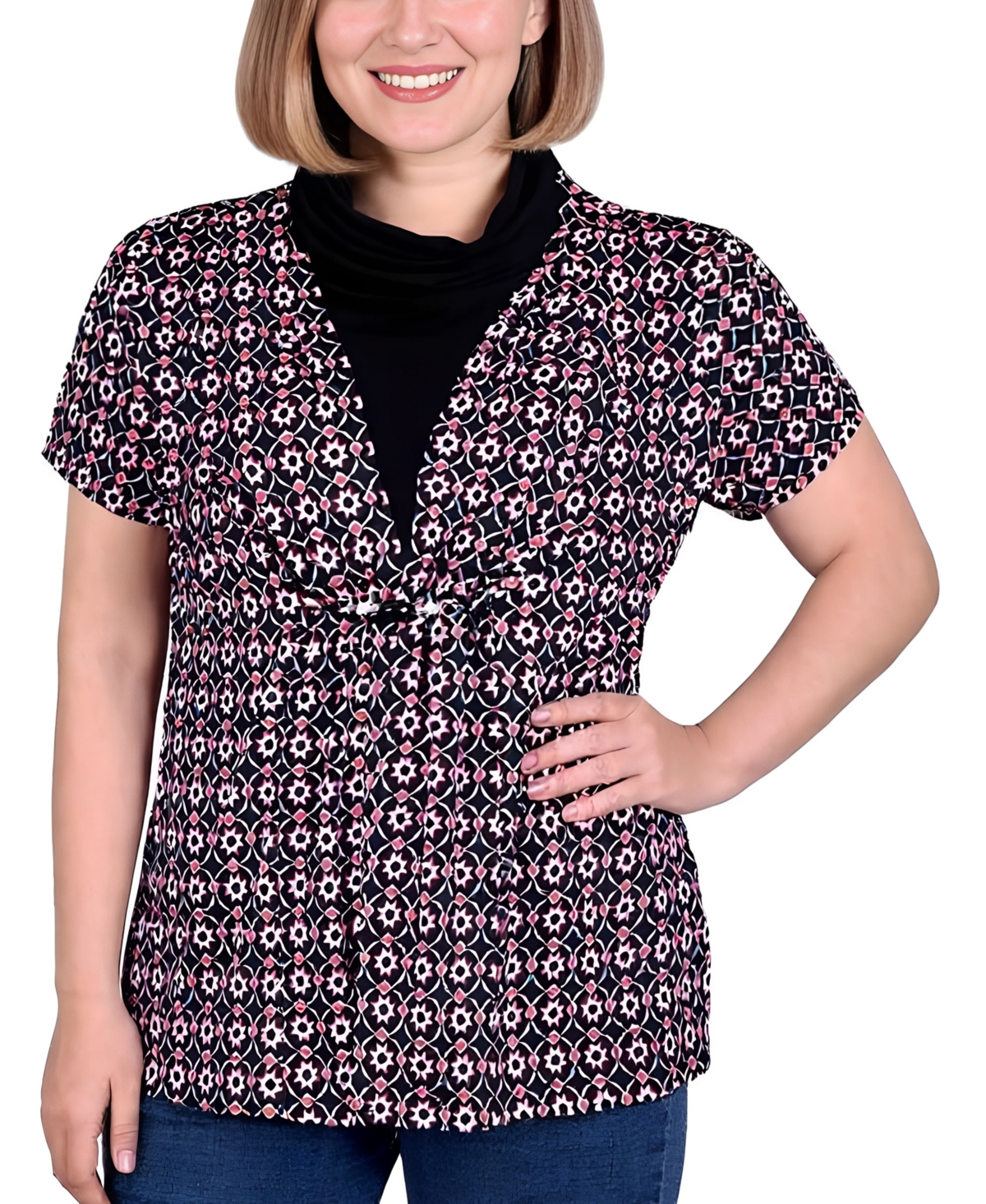 Click here for Ny Collection Plus Size Short Sleeve Cowl Neck Top... prices