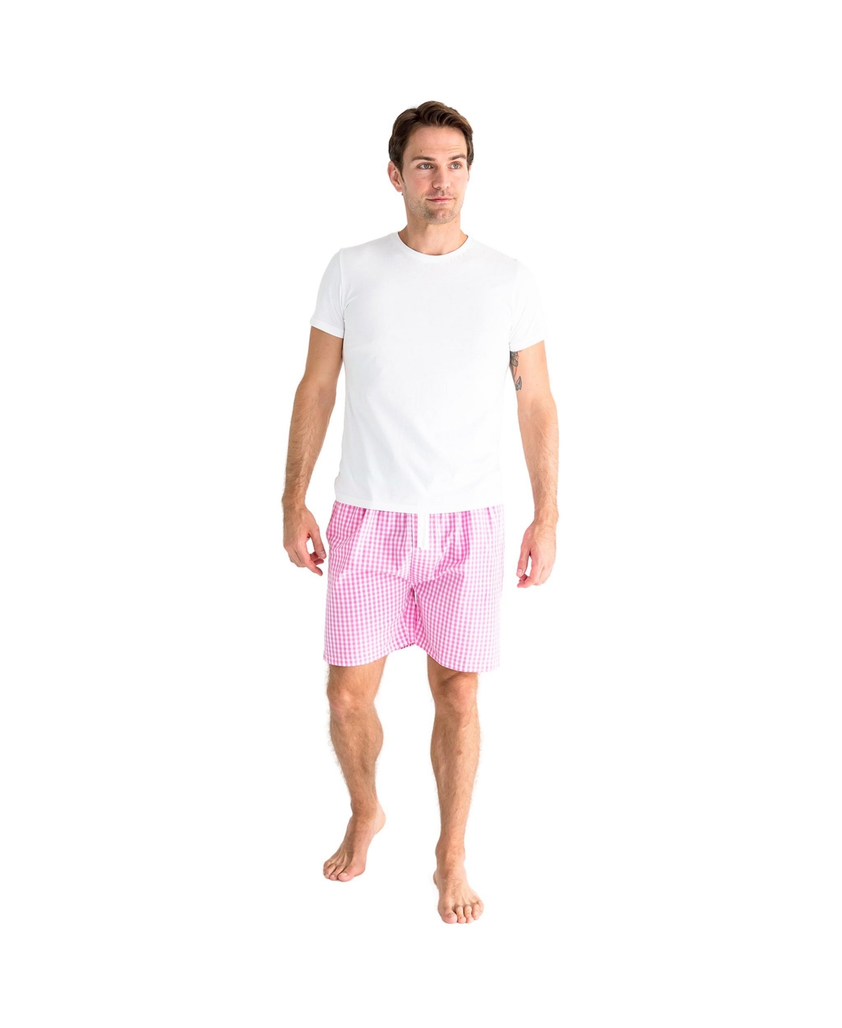 Click here for Sant and Abel Mens Hepburn Gingham Pink Sleep Shor... prices