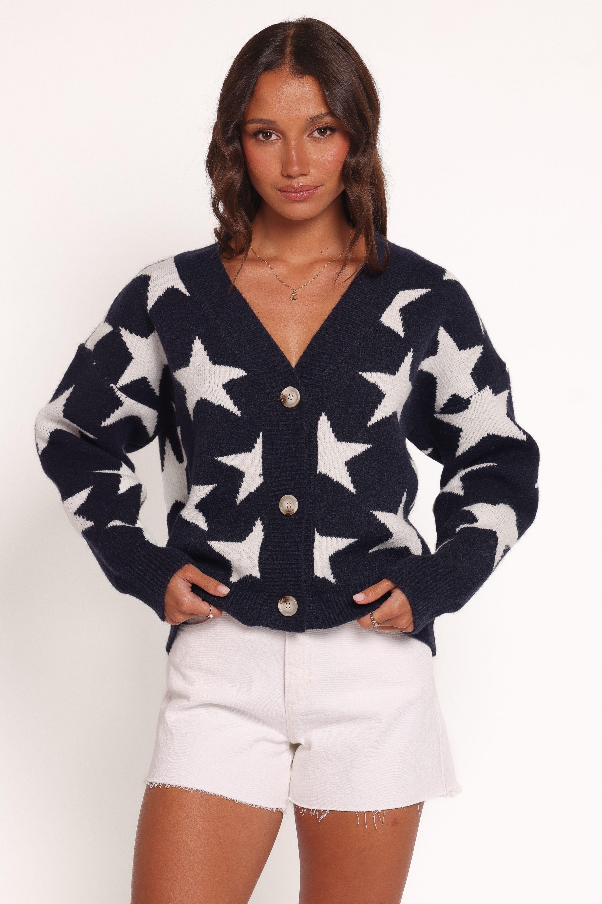 Click here for Petal and Pup Womens Sailor Star Knit Cardigan - N... prices