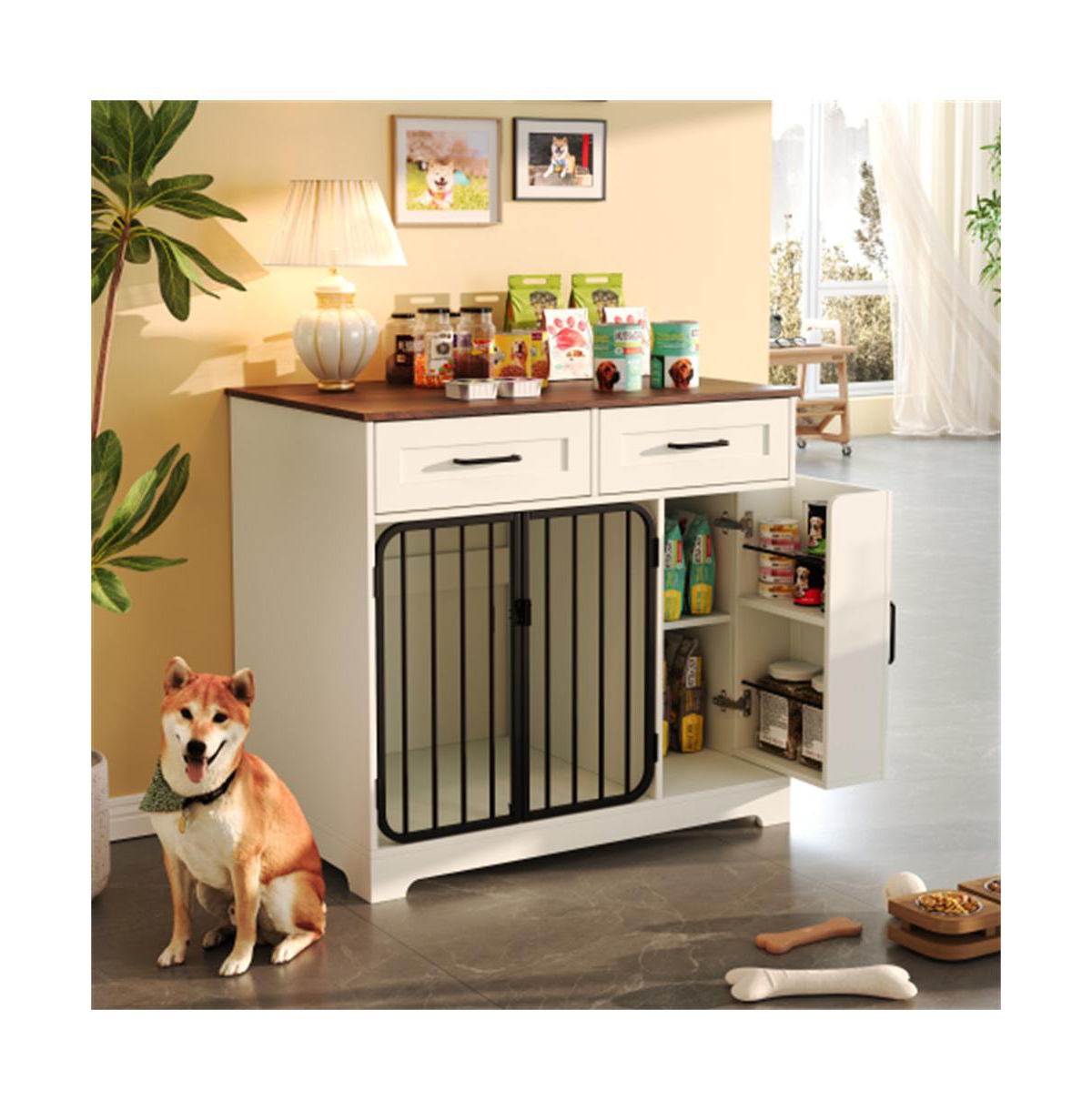 Click here for Aostirmotor 37.4in White Indoor Dog Crate Furnitur... prices