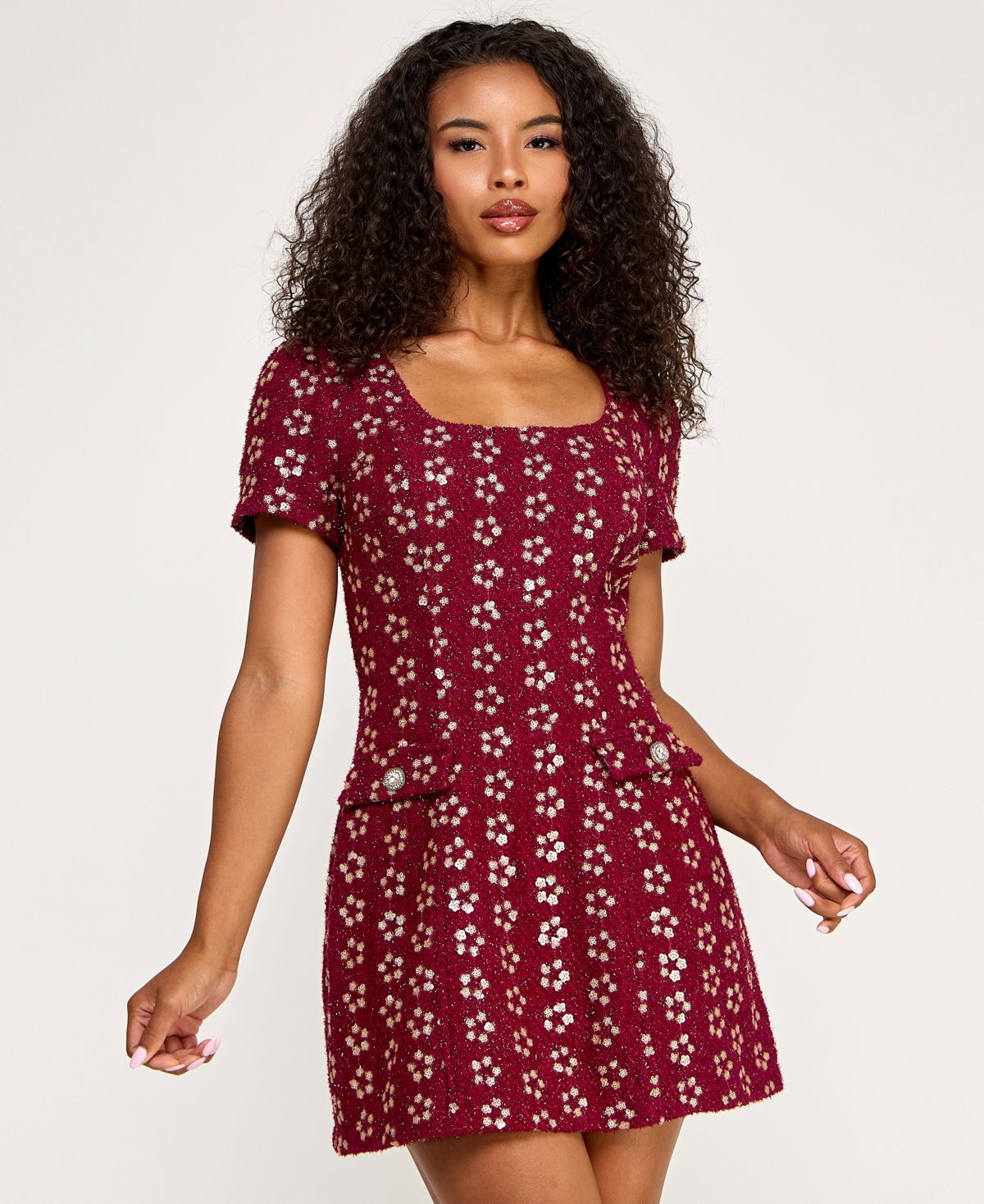 Click here for Seni & Cade Juniors Short Sleeve Boucle Dress - WI... prices