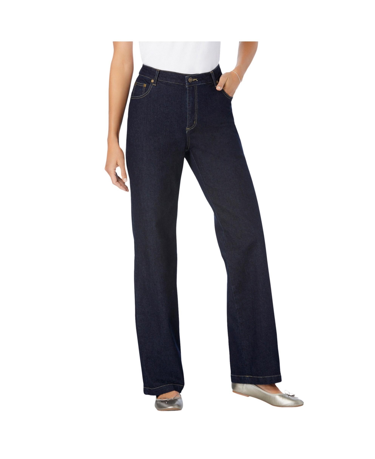 Click here for Woman Within Womens Within Wide-Leg Stretch Denim... prices