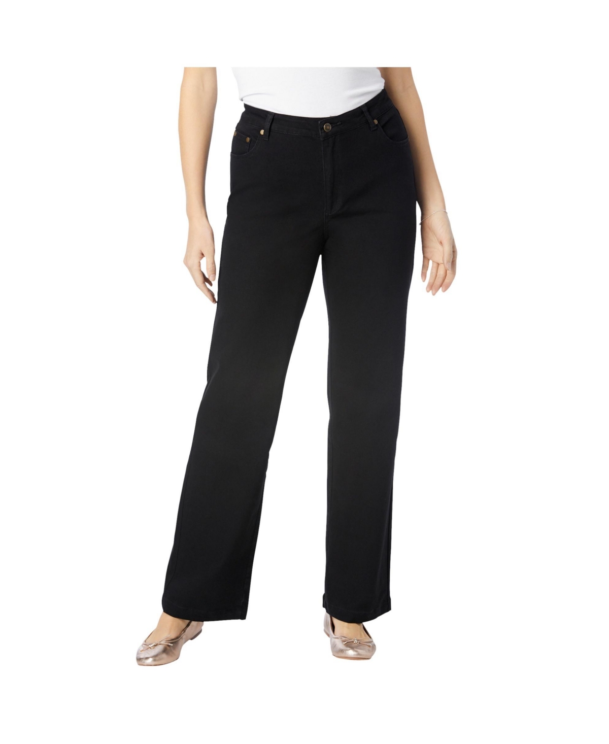 Click here for Woman Within Womens Within Stretch Denim Wide-Leg... prices