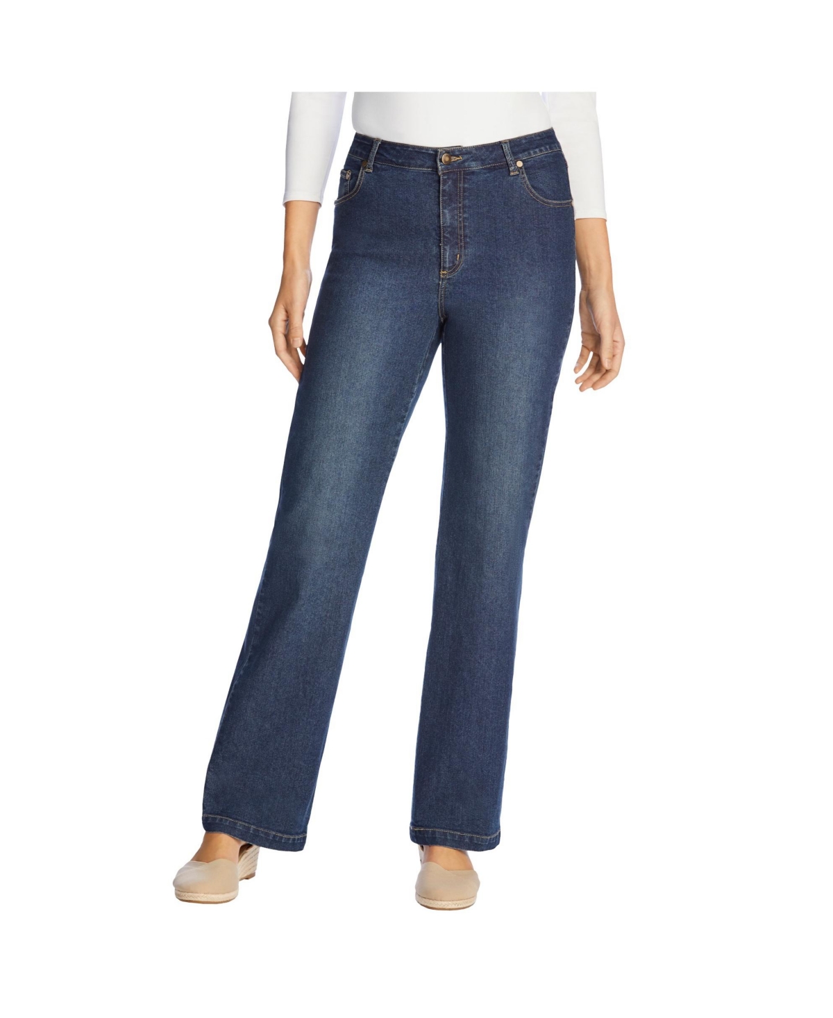Click here for Woman Within Womens Within Stretch Denim Wide-Leg... prices