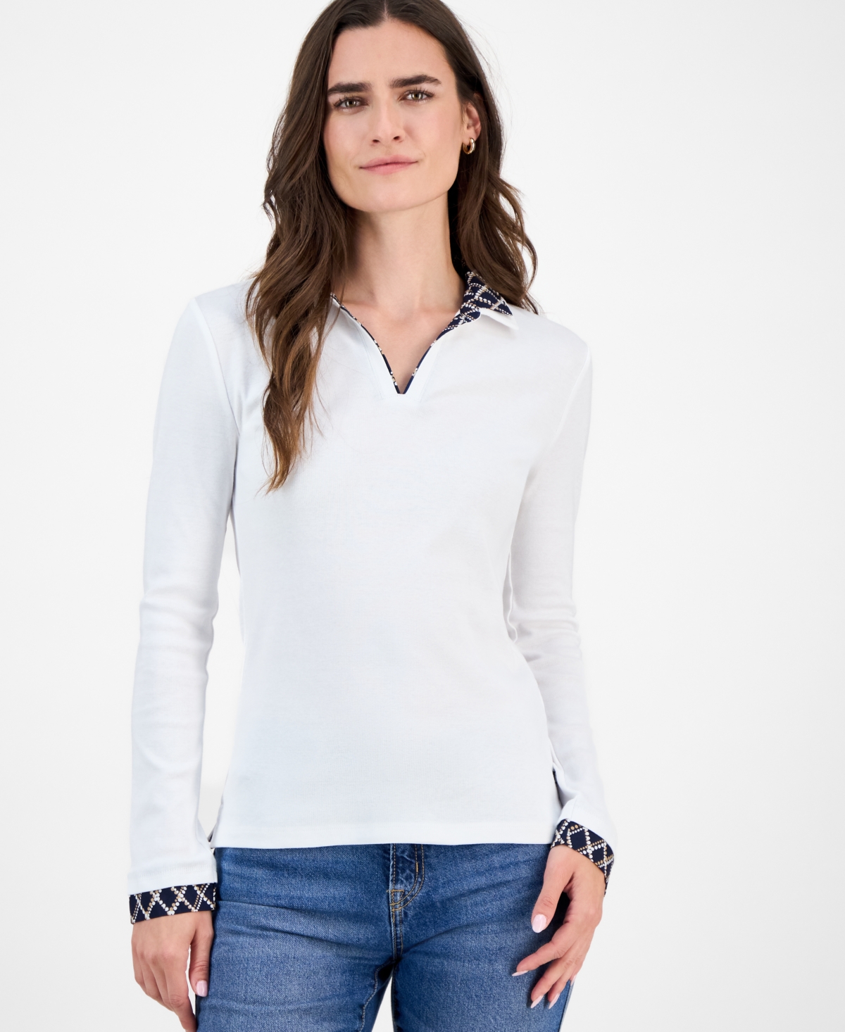Click here for Nautical Jeans Womens Double-Collar Long-Sleeve To... prices