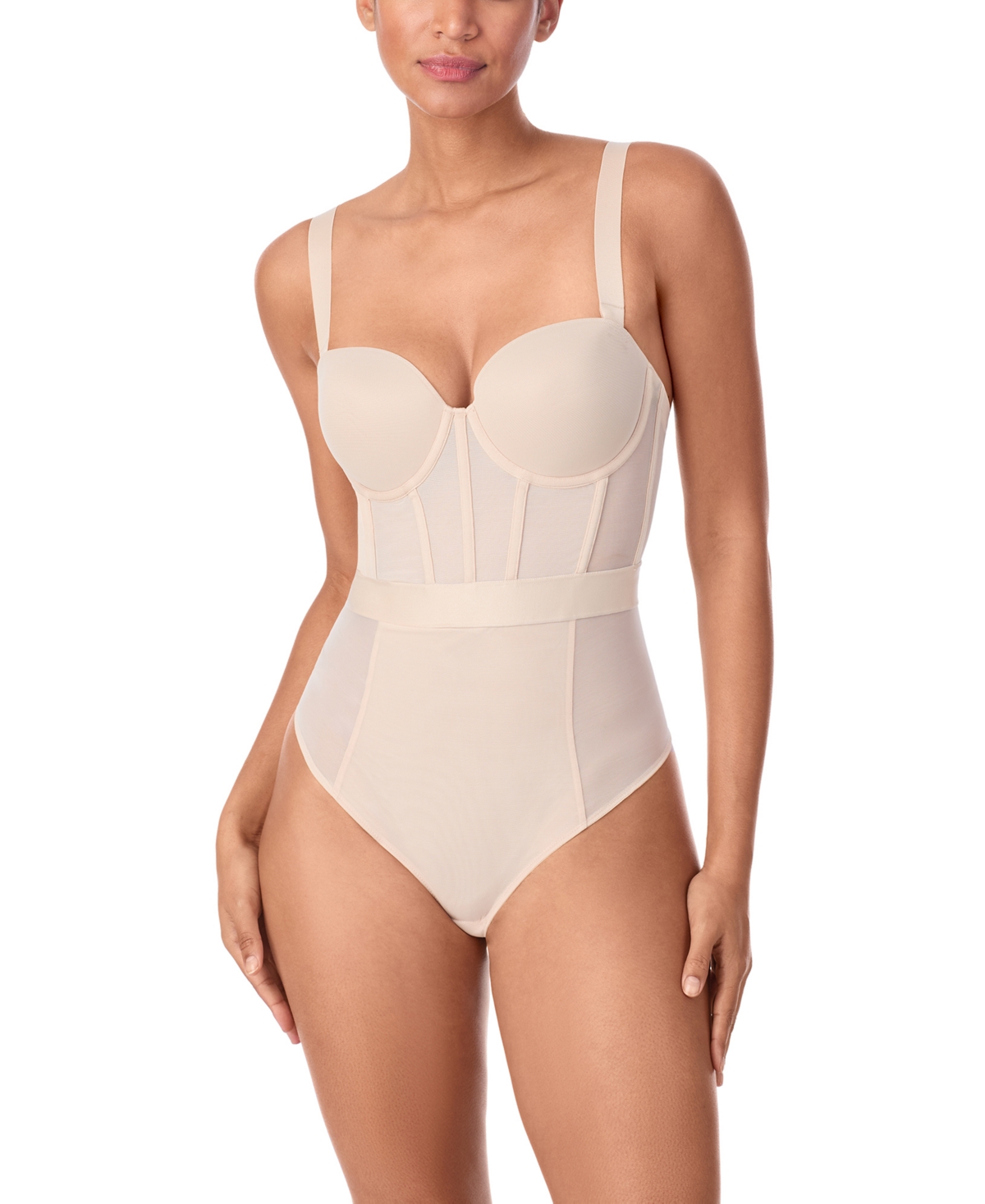 Click here for Dkny Womens Sheers Strapless Mesh-Panel Thong Body... prices