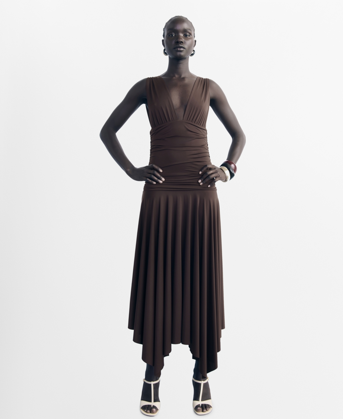 Click here for Mango Womens Combined Design Long Dress - Brown prices
