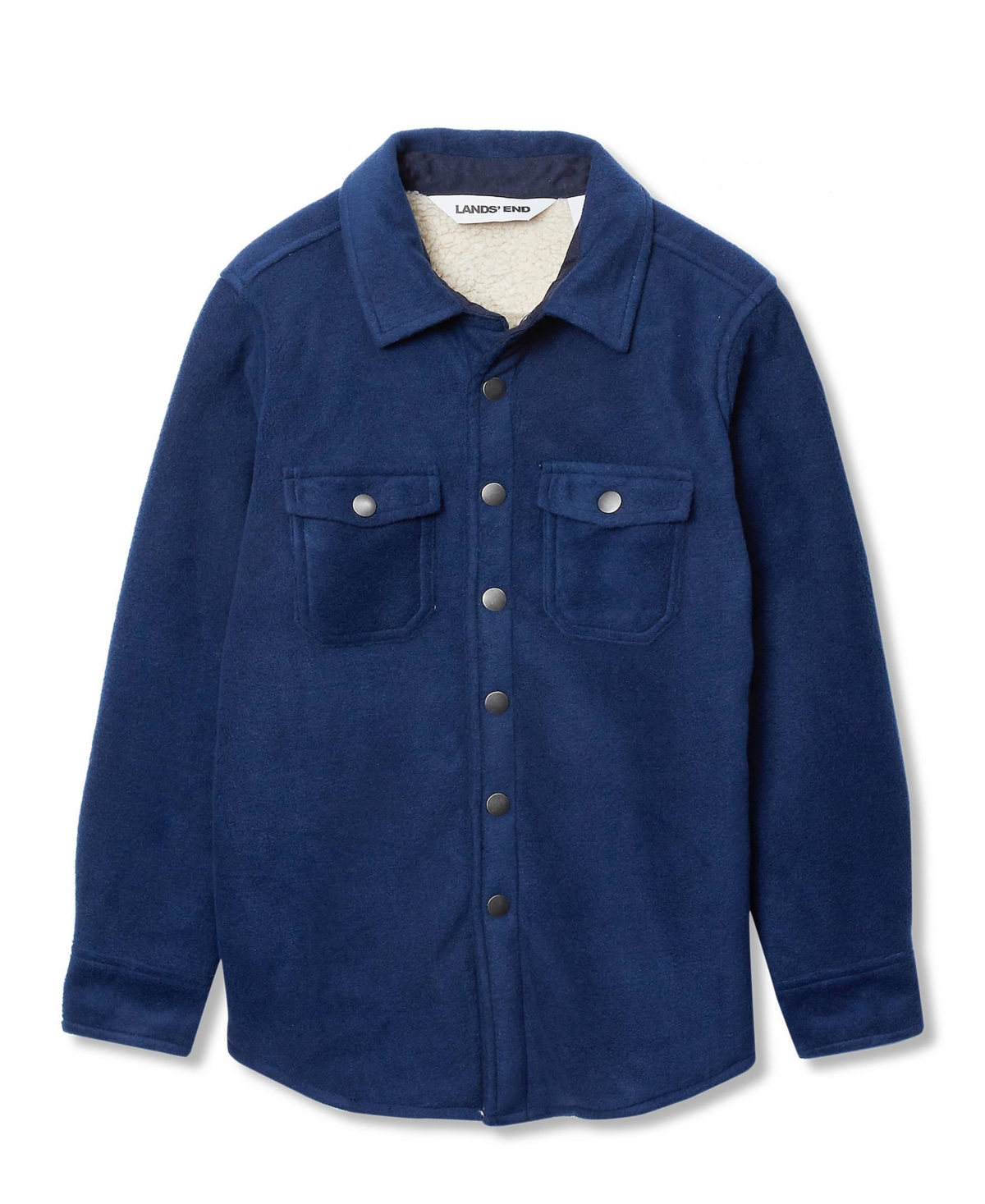 Click here for Lands End Kids Flannel Shacket - Navy prices