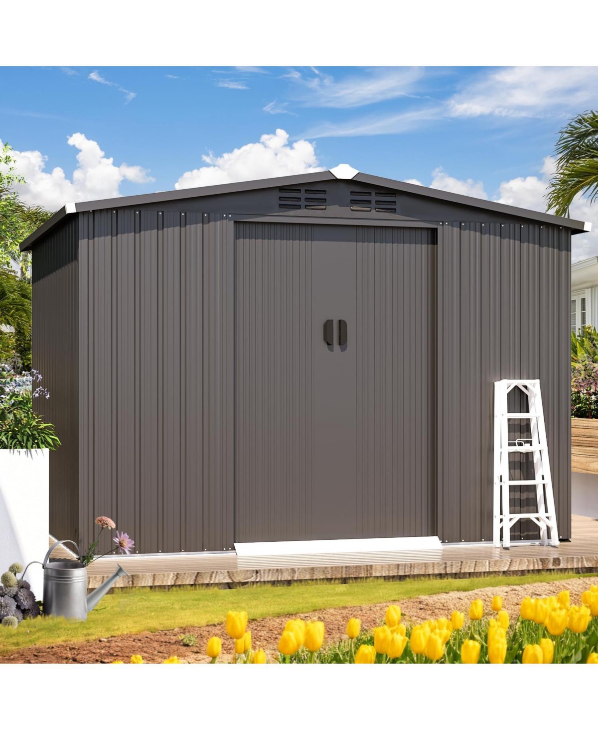 Click here for Aecojoy 8x6 Ft Outdoor Storage Tool Shed - Dark gr... prices