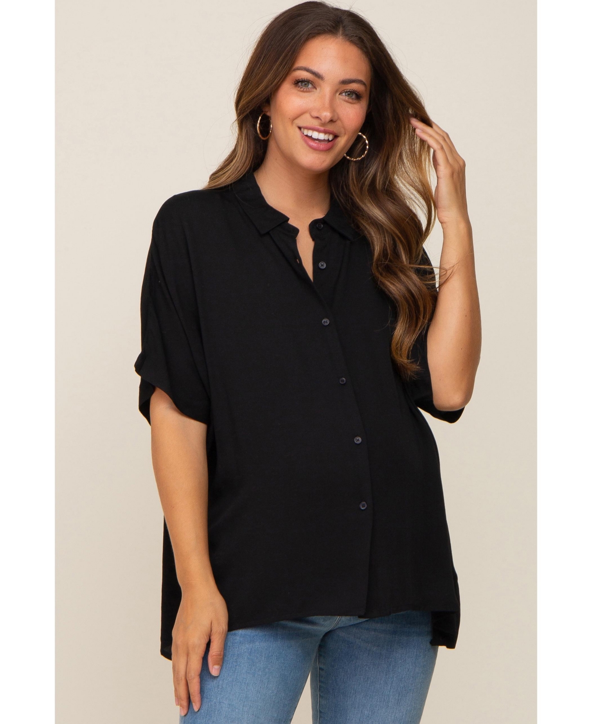 Click here for Pinkblush Maternity White Button Up Dolman Short S... prices