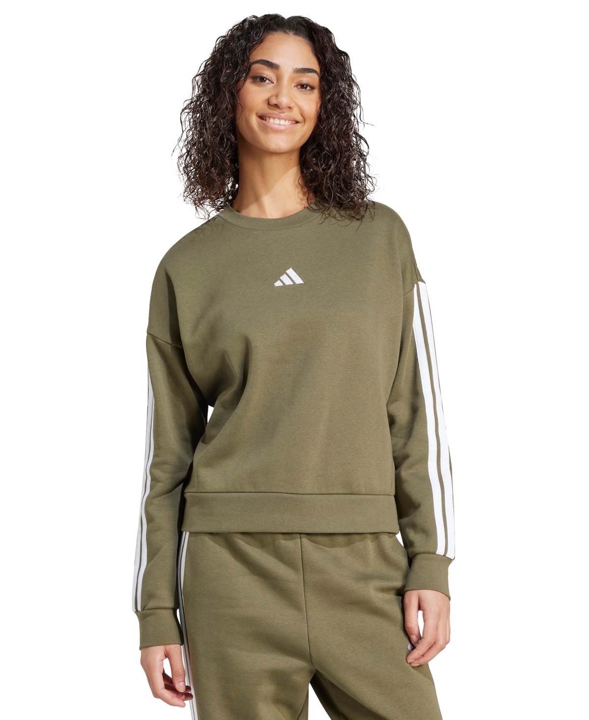 Click here for adidas Womens Essentials 3-Stripes Fleece Crew Nec... prices