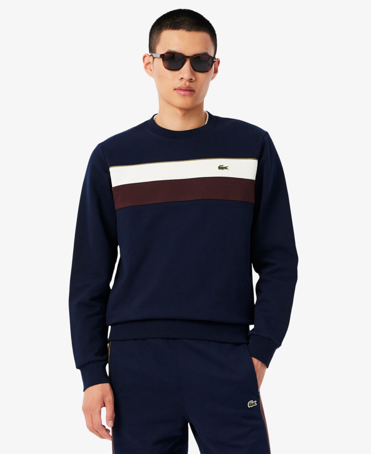 Click here for Lacoste Mens Colorblock Crewneck Sweatshirt - Navy... prices