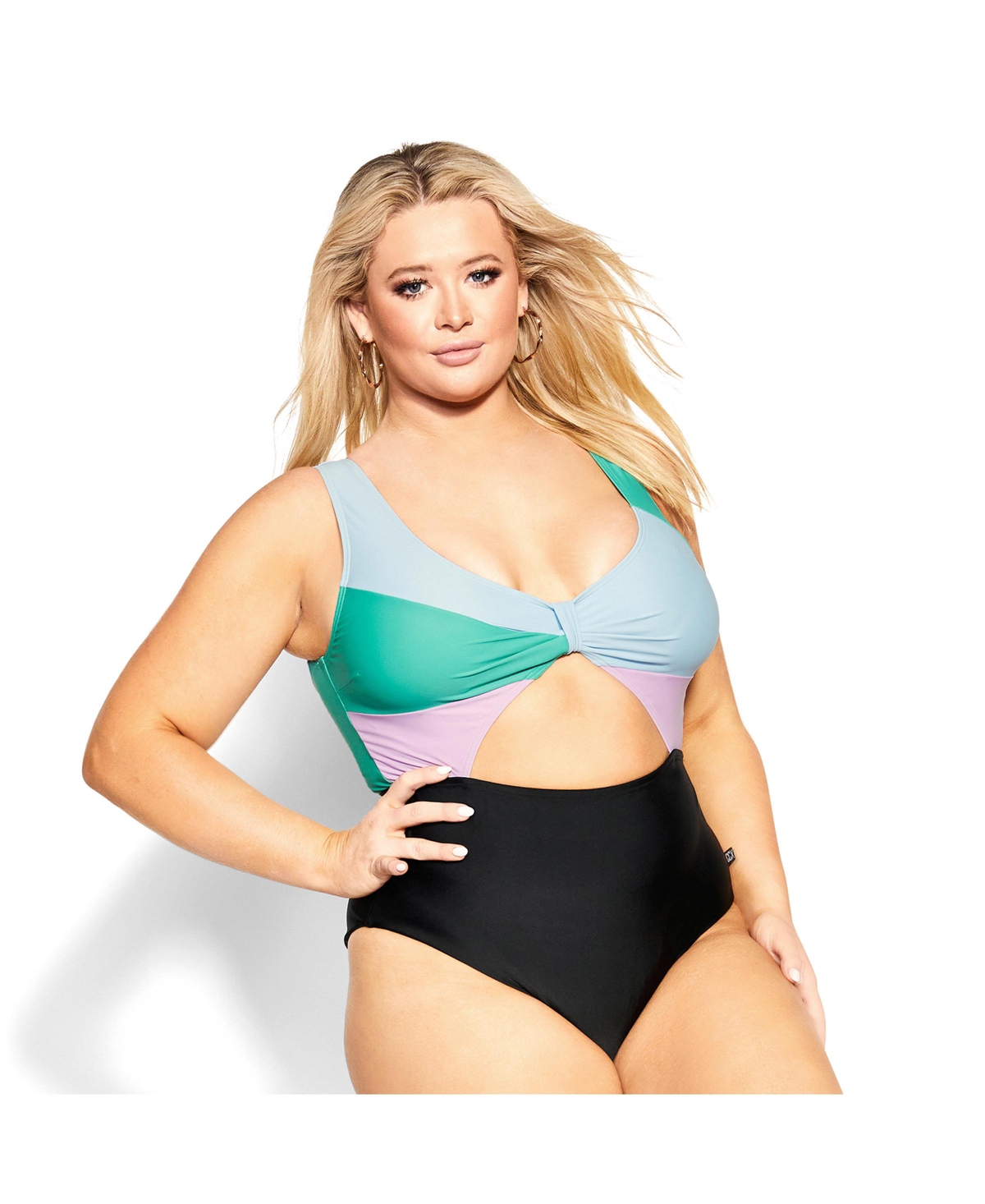 Click here for City Chic Plus Size Lulu Splice 1 Piece - Tropical... prices