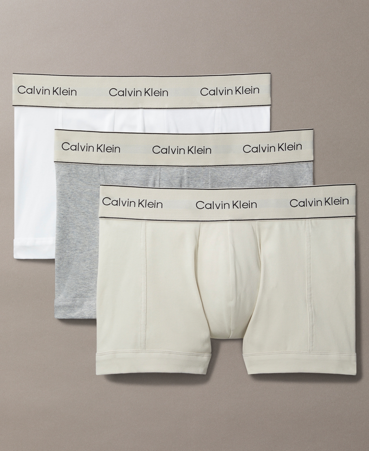 Click here for Calvin Klein Mens 3-Pack Icon Super Trunks - Oyste... prices