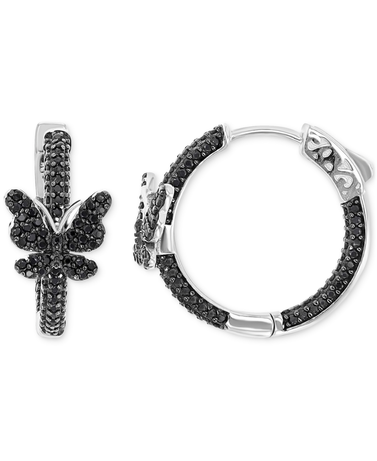 Click here for Macys Black Spinel Hoop Earrings (1.625 ct.t.w.) i... prices