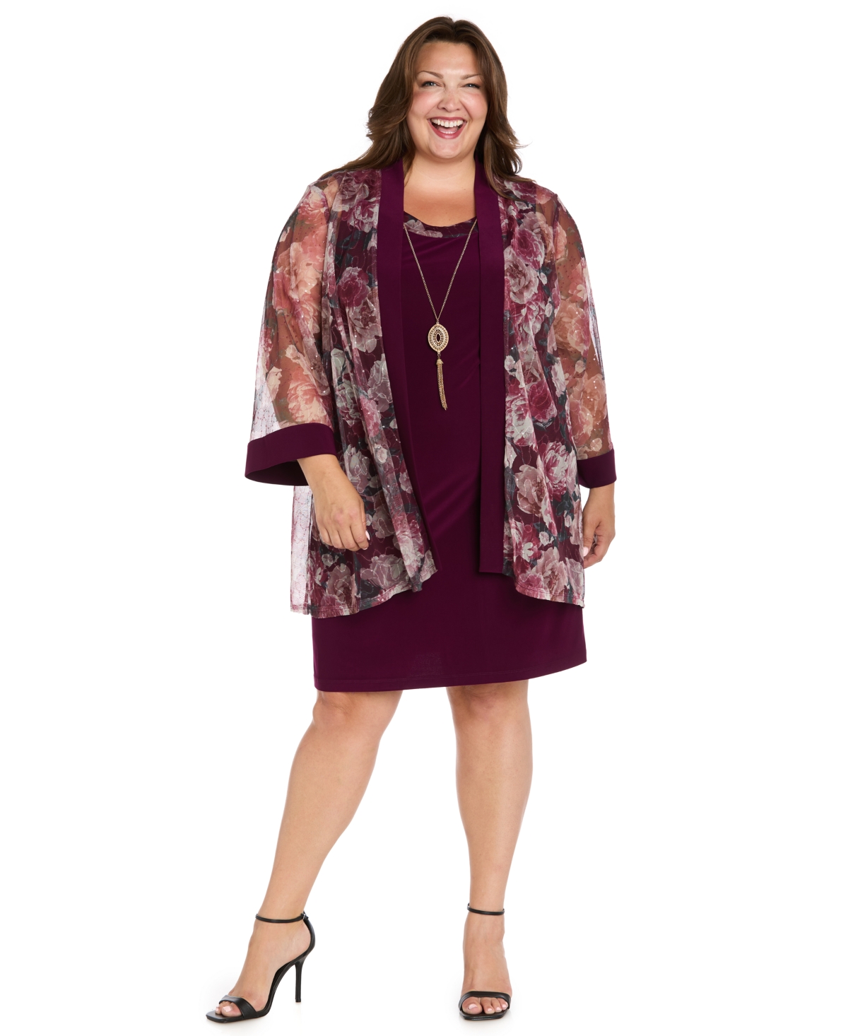 Click here for R & M Richards Plus Size 2-Piece Floral Jacket and... prices