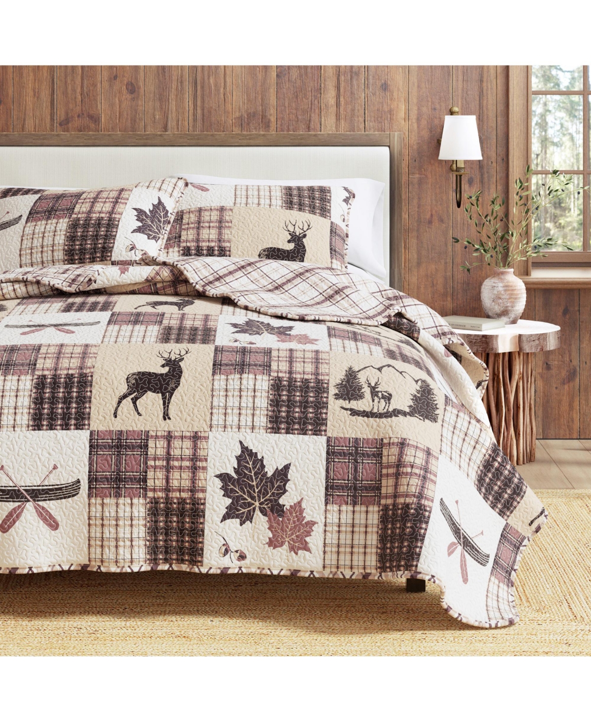 Click here for Linery & Co. Rustic Lodge Patchwork Microfiber Qui... prices