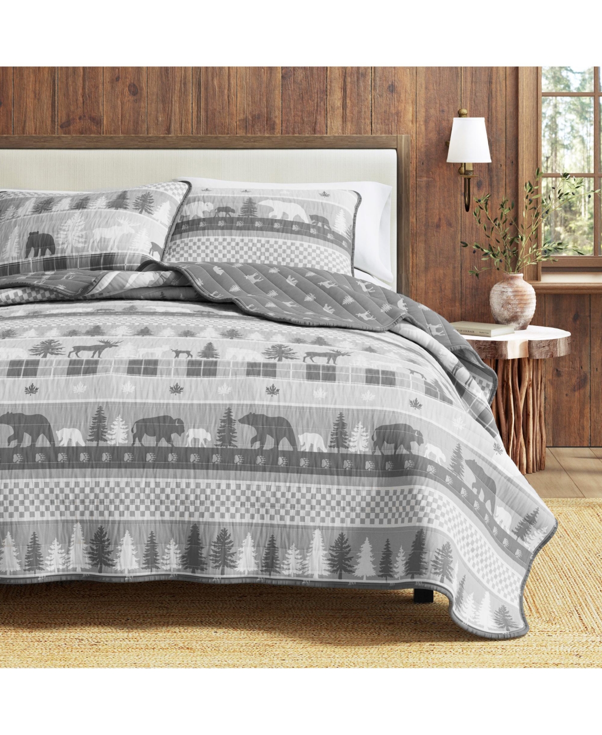 Click here for Rustic Woodland Reversible Microfiber Quilt Set wi... prices