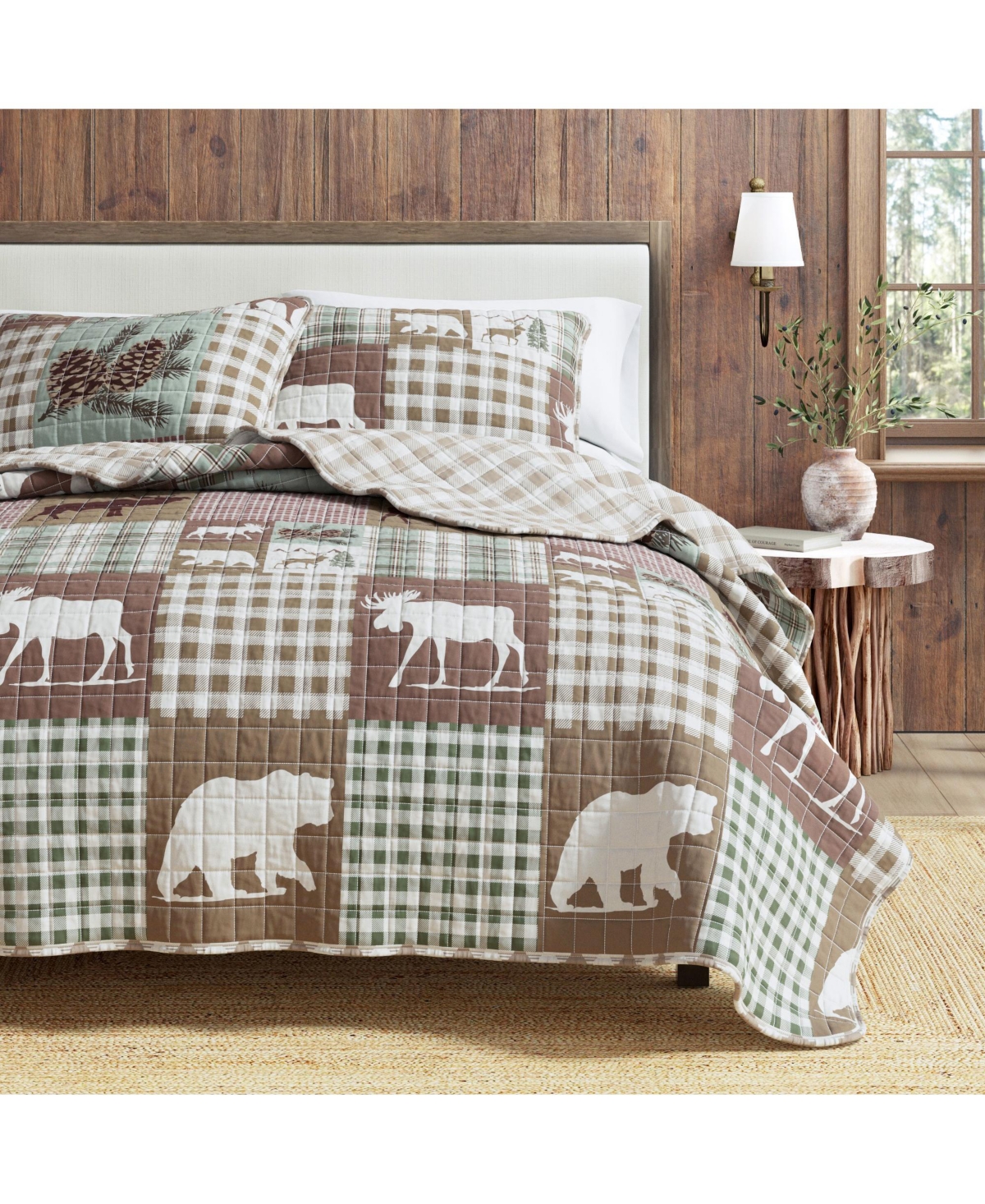 Click here for Rustic Woodland Reversible Microfiber Quilt Set wi... prices