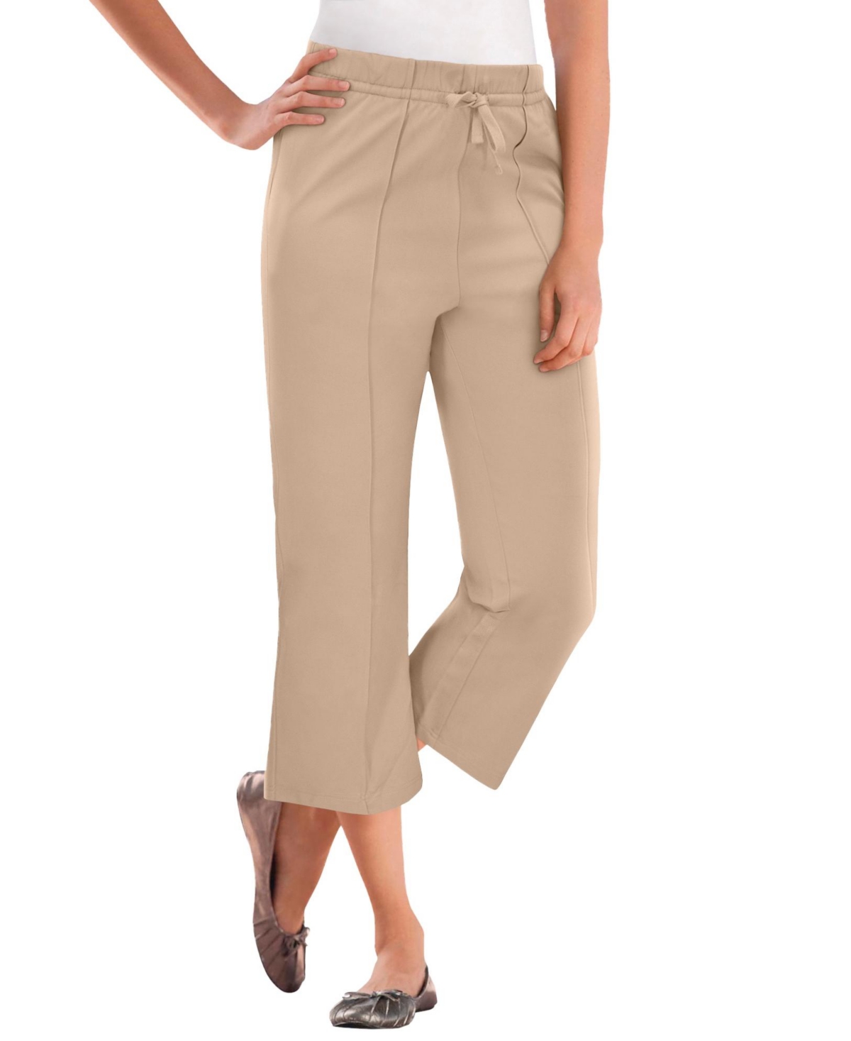 Click here for Woman Within Plus Size Easy Going Knit Capri - New... prices