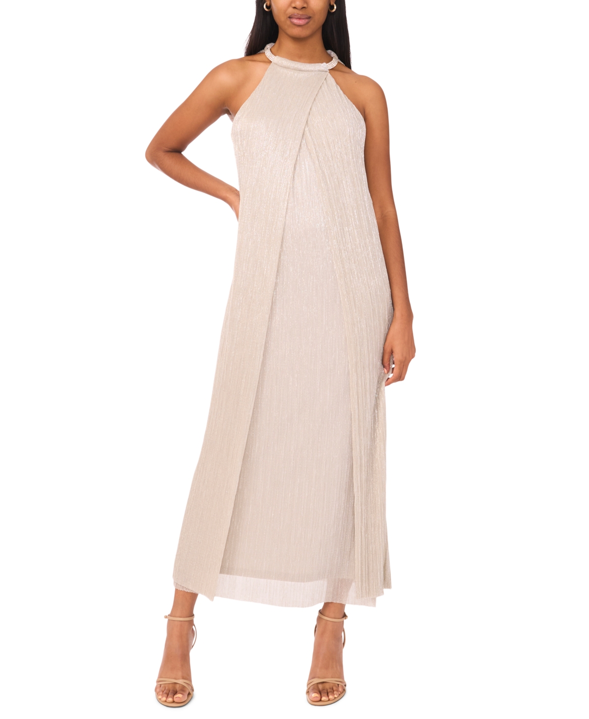 Click here for Msk Womens Sleeveless Draped Midi Dress - Pink prices