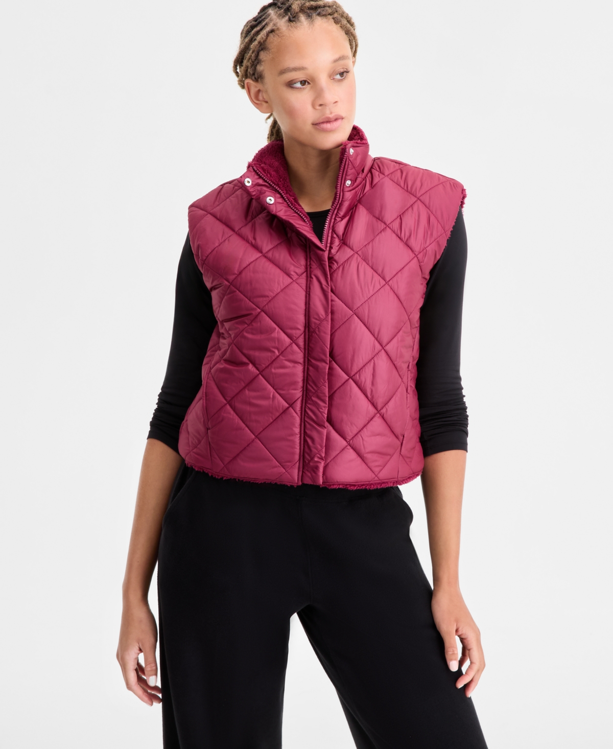 Click here for Id Ideology Womens Reversible Sherpa Zip-Front Ves... prices