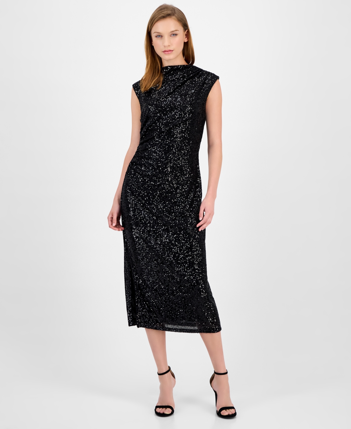 Click here for Anne Klein Womens Sequin Sleeveless Midi Sheath Dr... prices