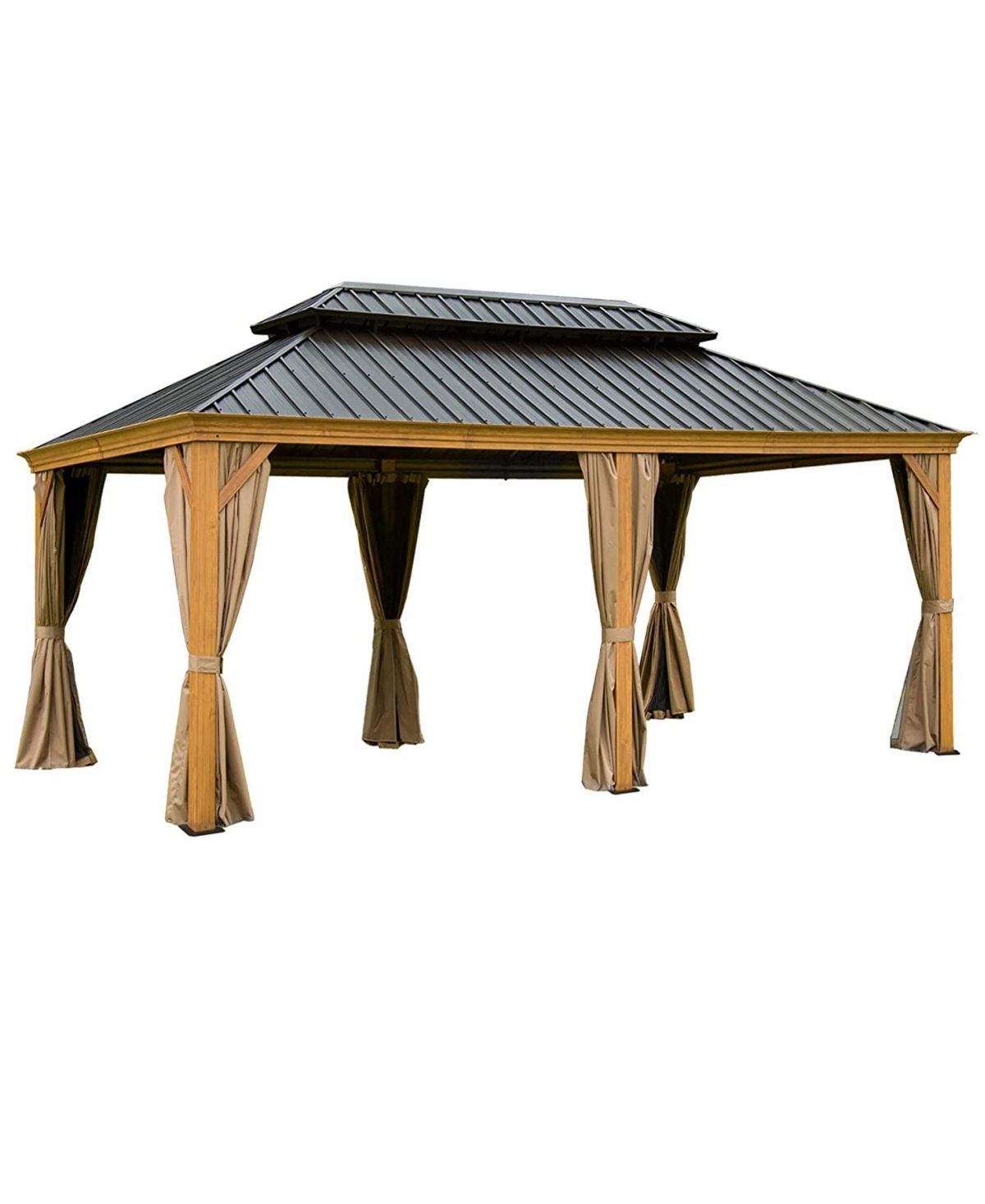 Click here for Clihome 20-ft x 12-ft Hardtop Gazebo Yellow Brown... prices