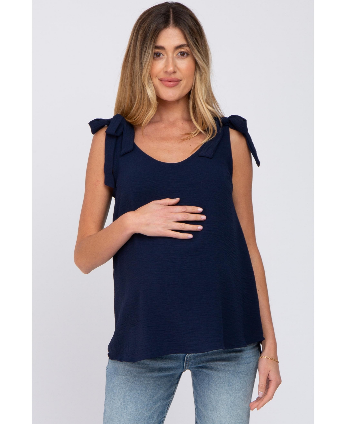 Click here for Pinkblush Maternity Navy Blue Shoulder Bow Tank To... prices