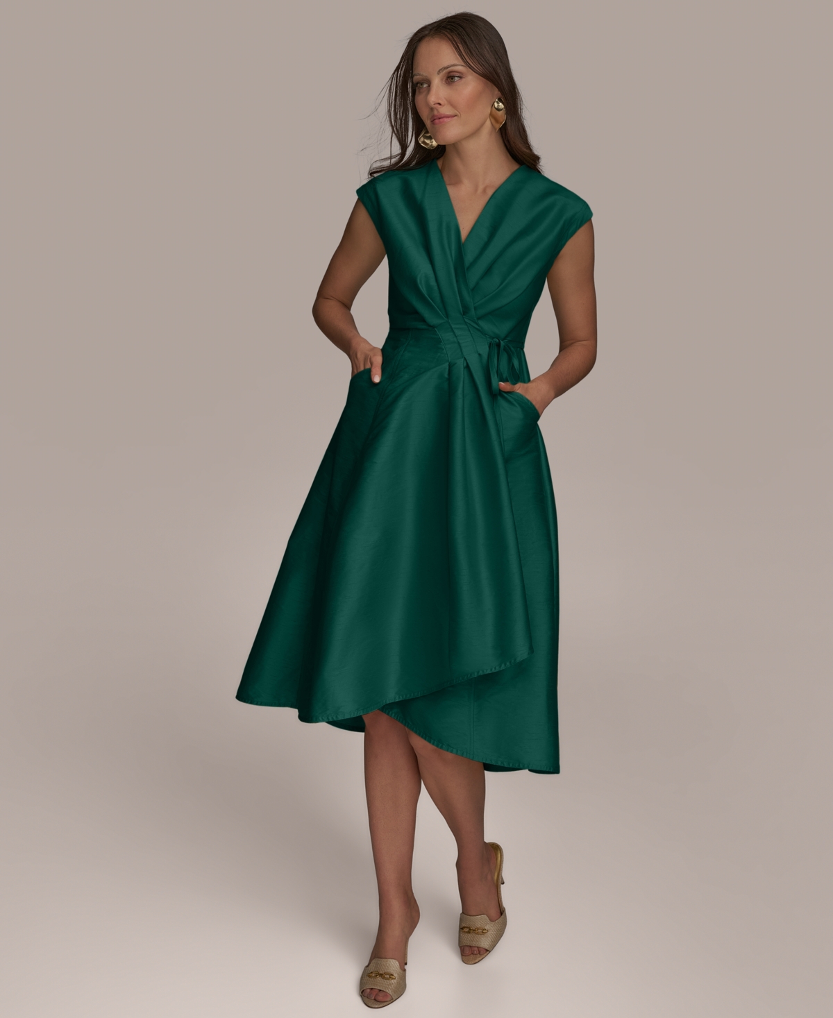 Click here for Donna Karan New York Womens Surplice-Neck Midi Dre... prices