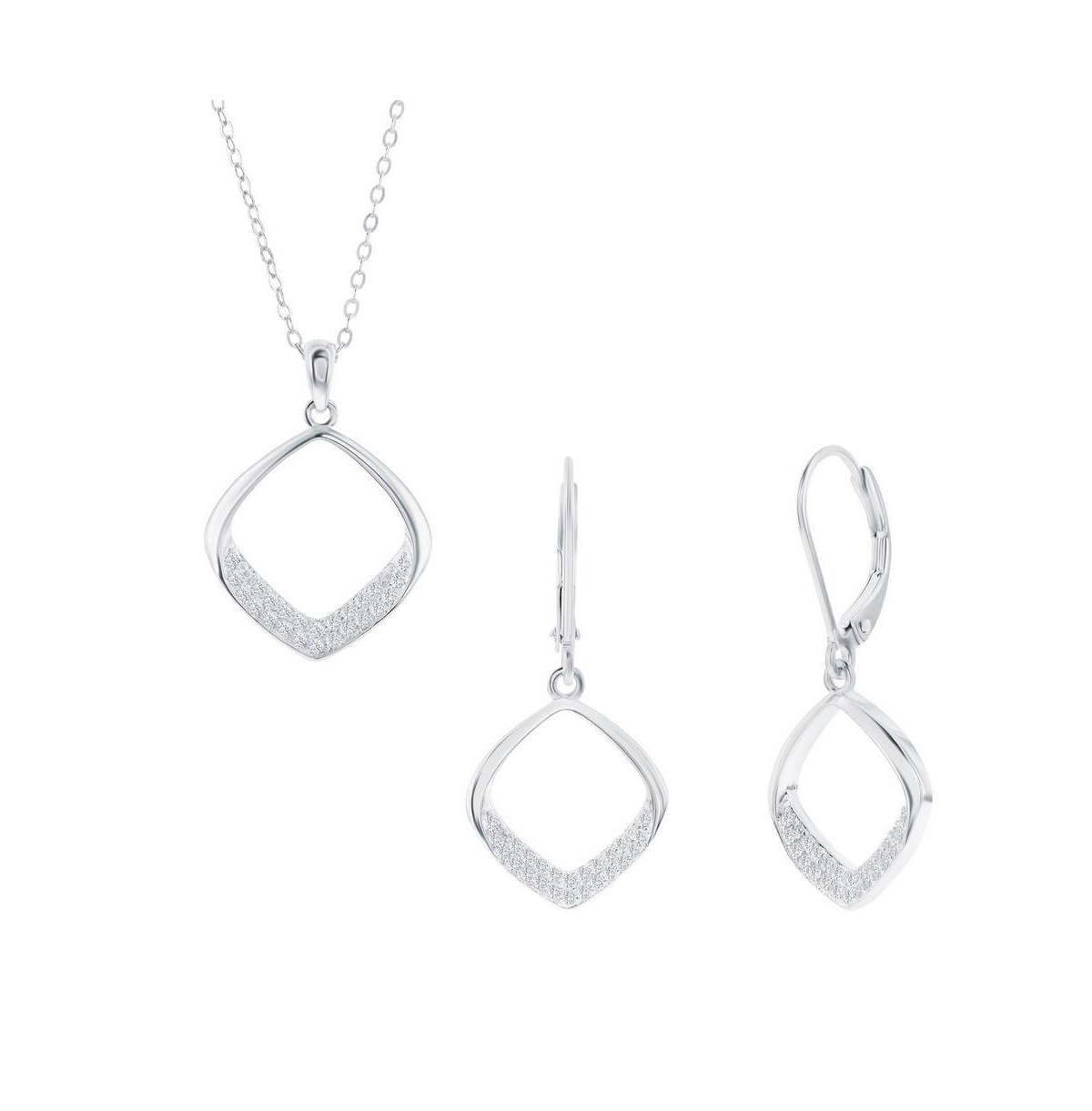 Click here for Sterling Silver  Pave Cz Diamond-Shaped Necklace &... prices