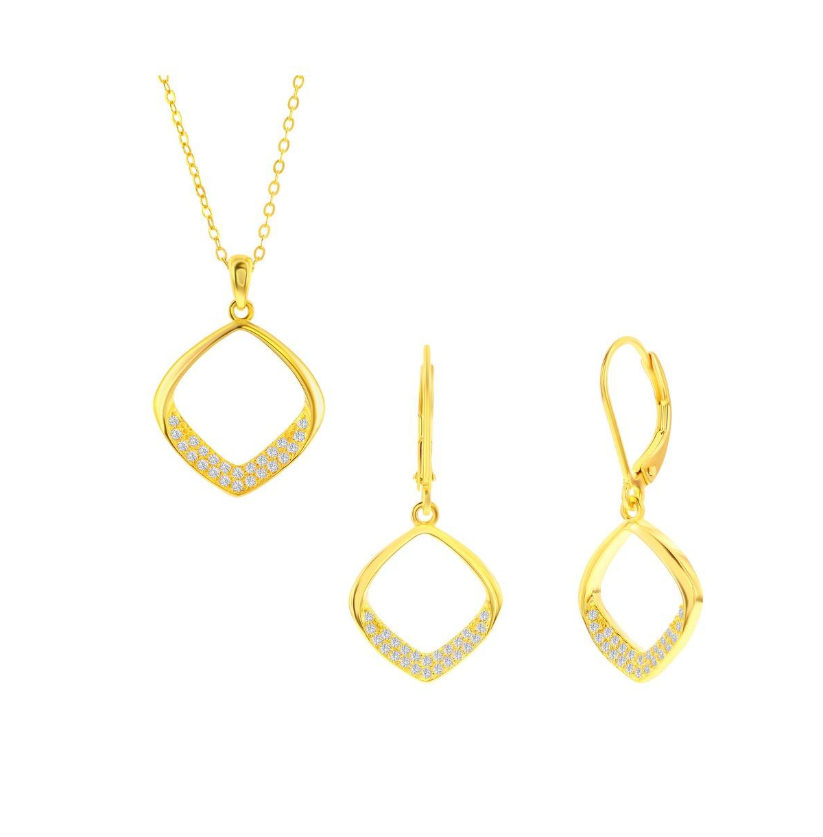 Click here for Sterling Silver  Pave Cz Diamond-Shaped Necklace &... prices