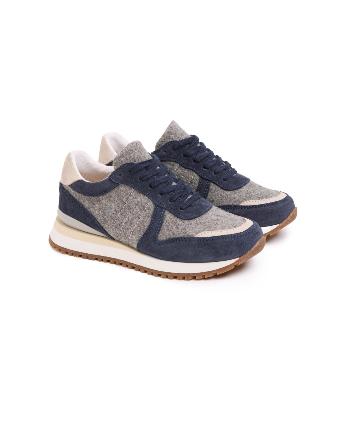 Wool Panel Trainer - Navy/grey