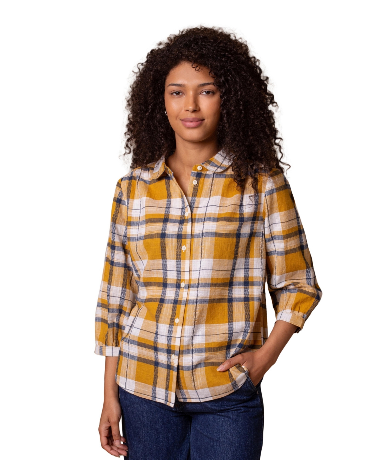 Click here for Celtic & Co. Womens Peter Pan Collar Checked Blous... prices