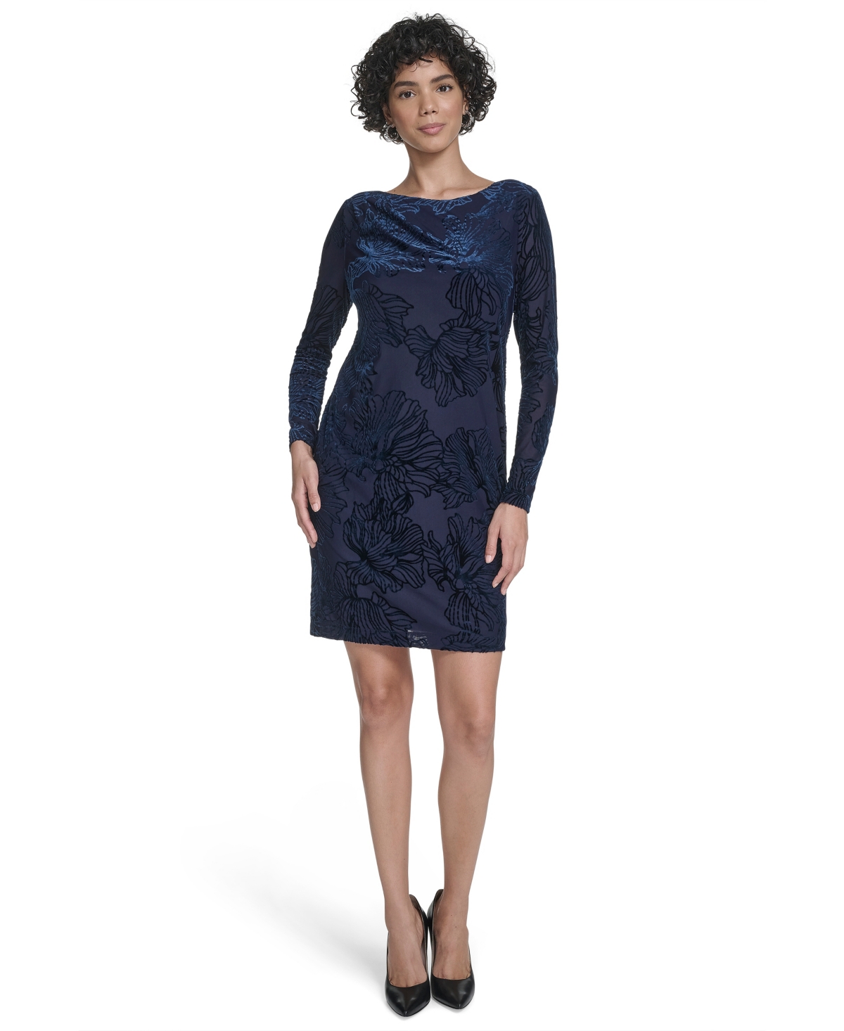 Click here for Calvin Klein Womens Velvet Burnout Shift Dress - I... prices
