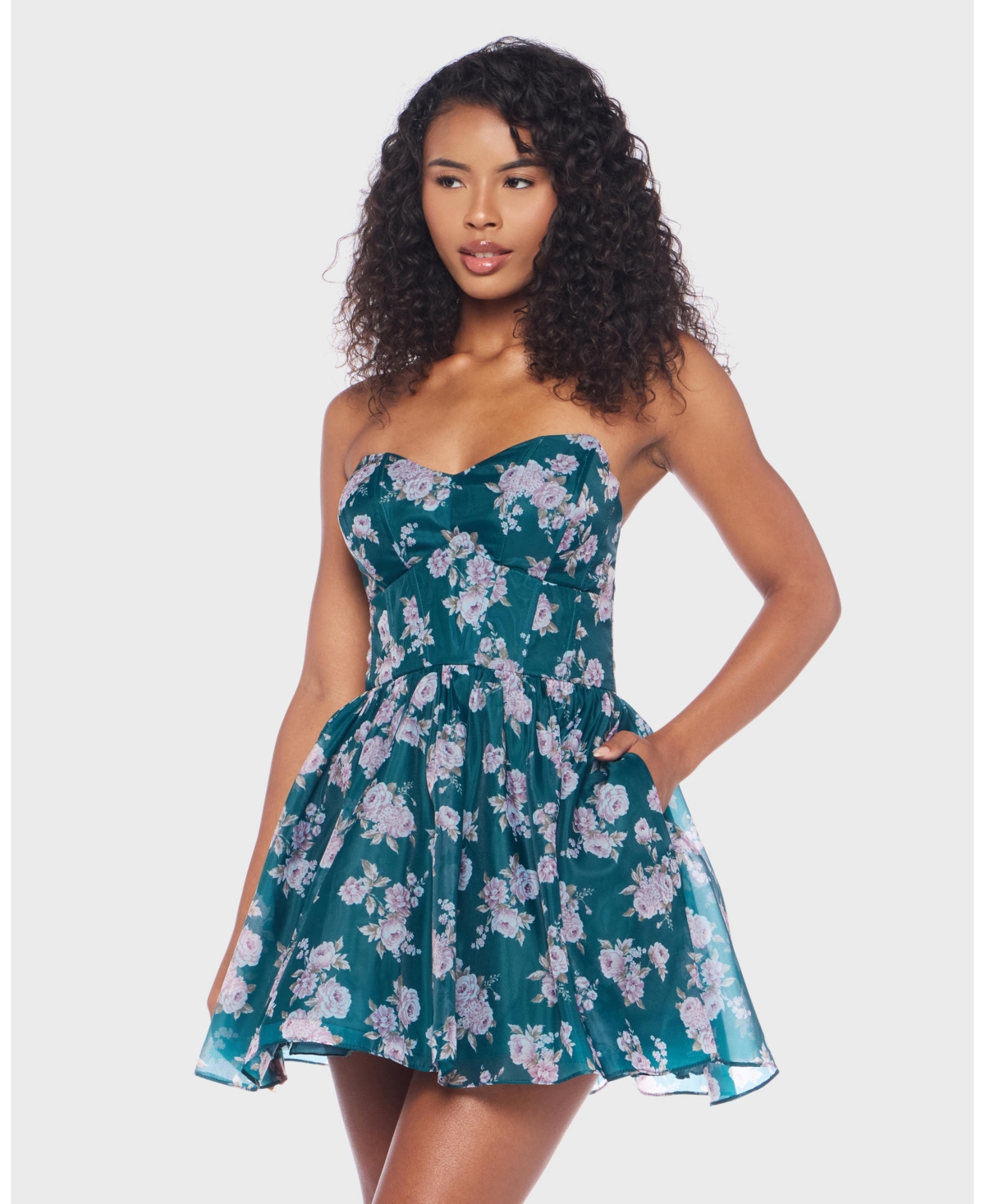 Click here for B Darlin Juniors Strapless Short Dress - Hunter/Mu... prices