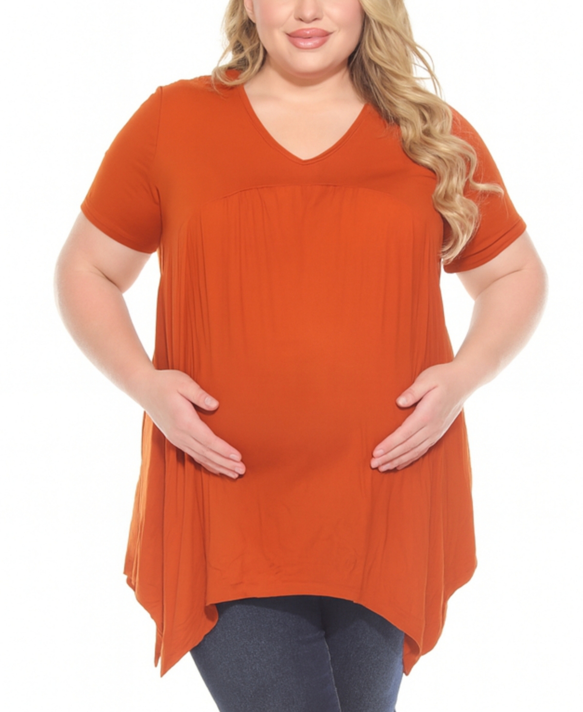 Click here for White Mark Plus Size Shirred Maternity Top - Cinna... prices