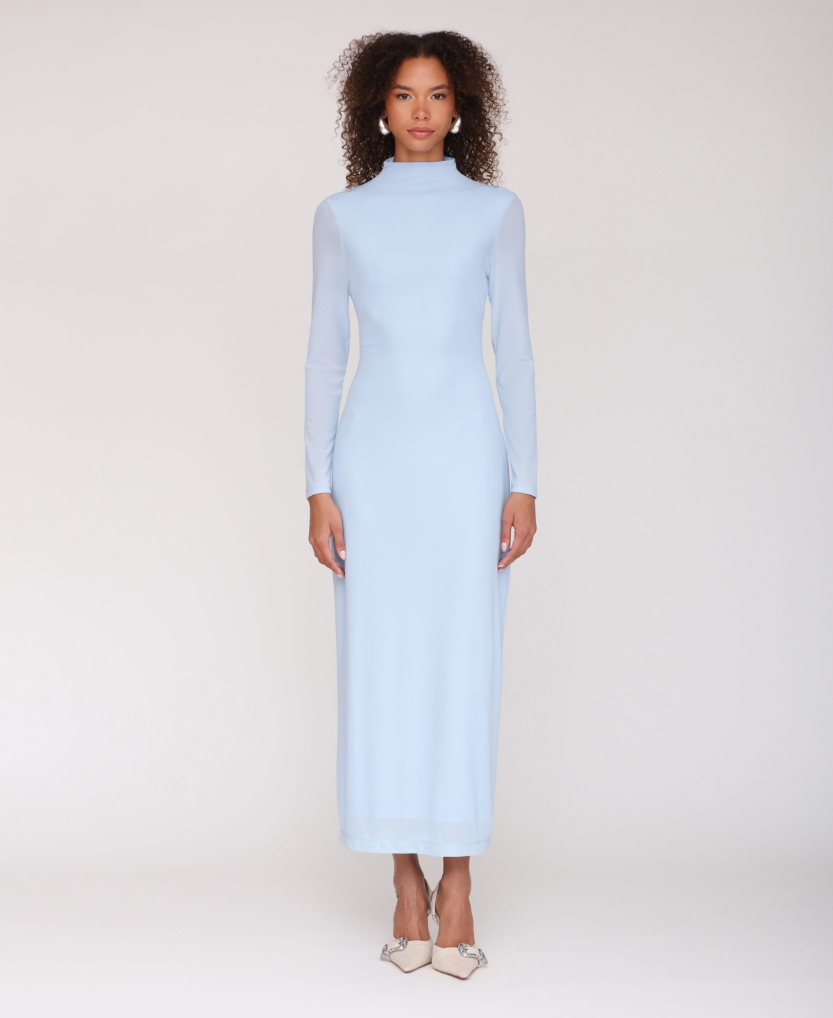 Click here for Avec Les Filles Womens Mock Neck Maxi Dress - Sky... prices