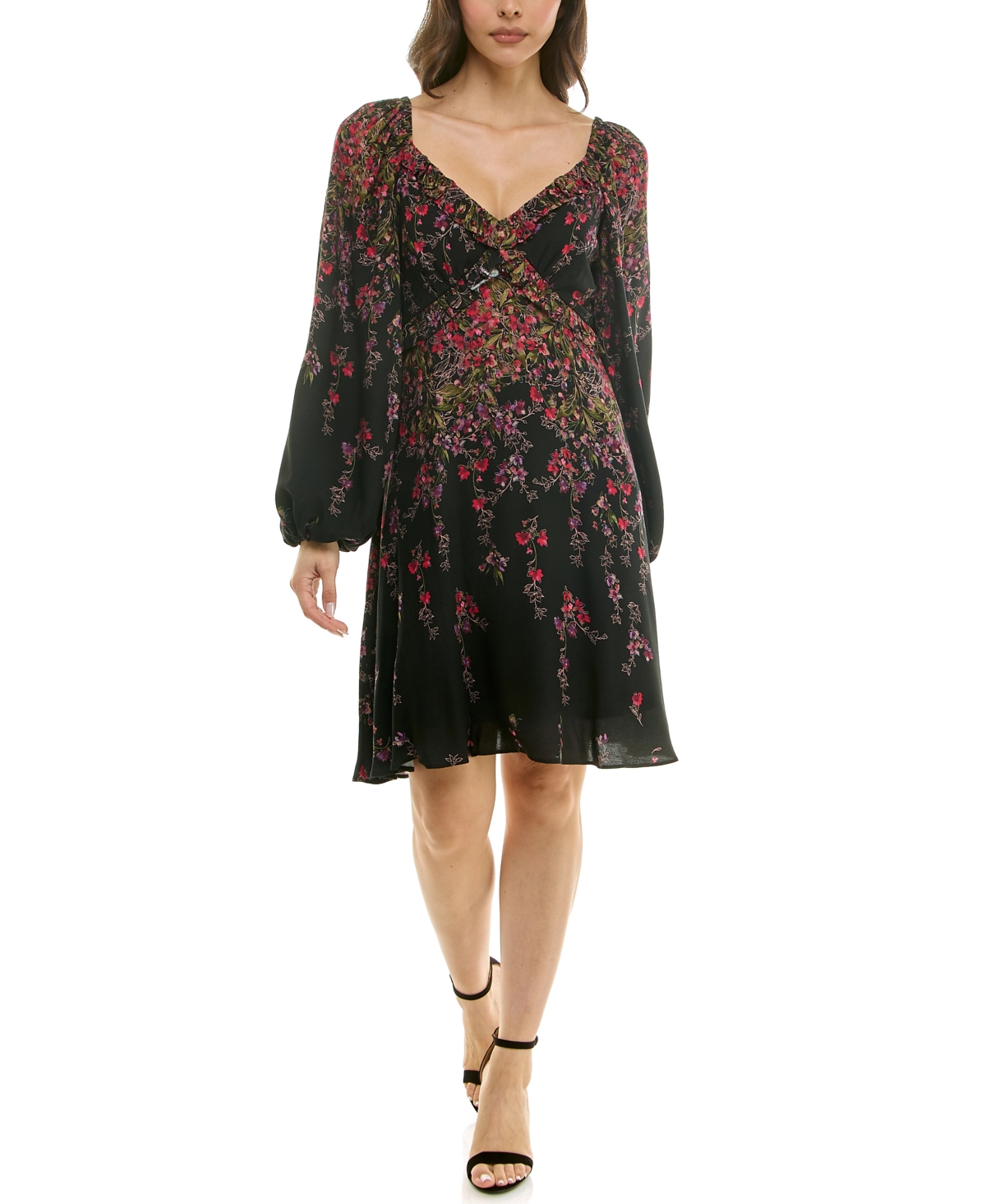 Click here for Taylor Petite V-Neck Fit and Flare Dress - Black M... prices