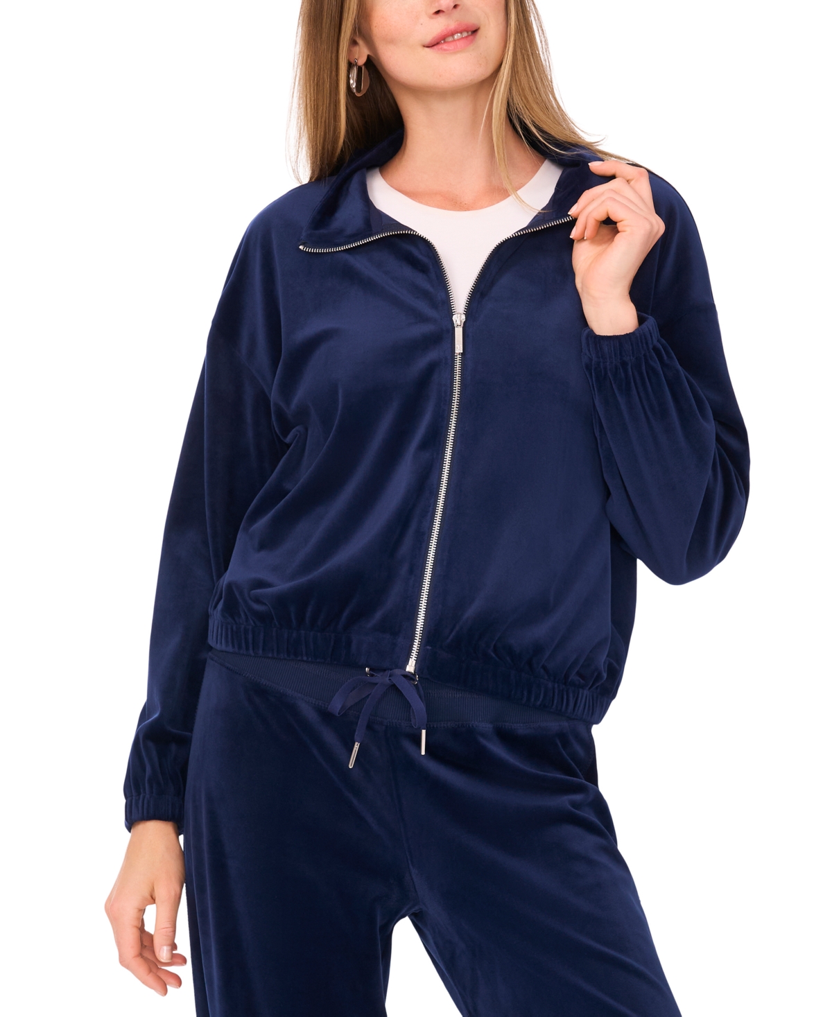 Click here for Vince Camuto Womens Velour Zip-Front Mock Neck Jac... prices