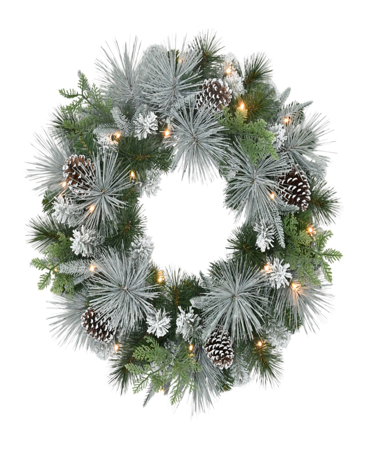 Click here for Puleo 24 Pre-Lit Artificial Flocked Wreath - Green prices