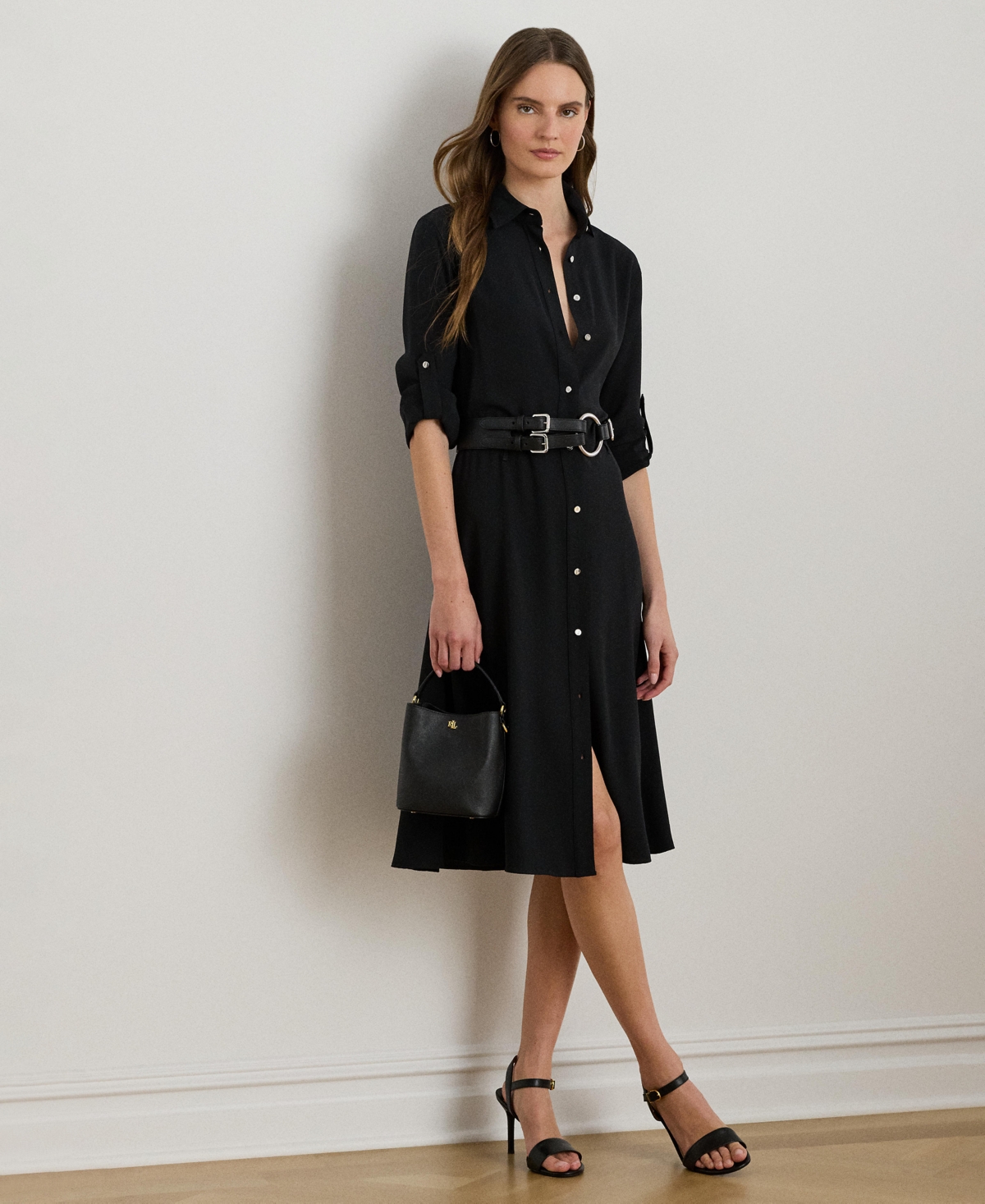 Click here for Lauren Ralph Lauren Womens Belted Shirt Dress - Bl... prices