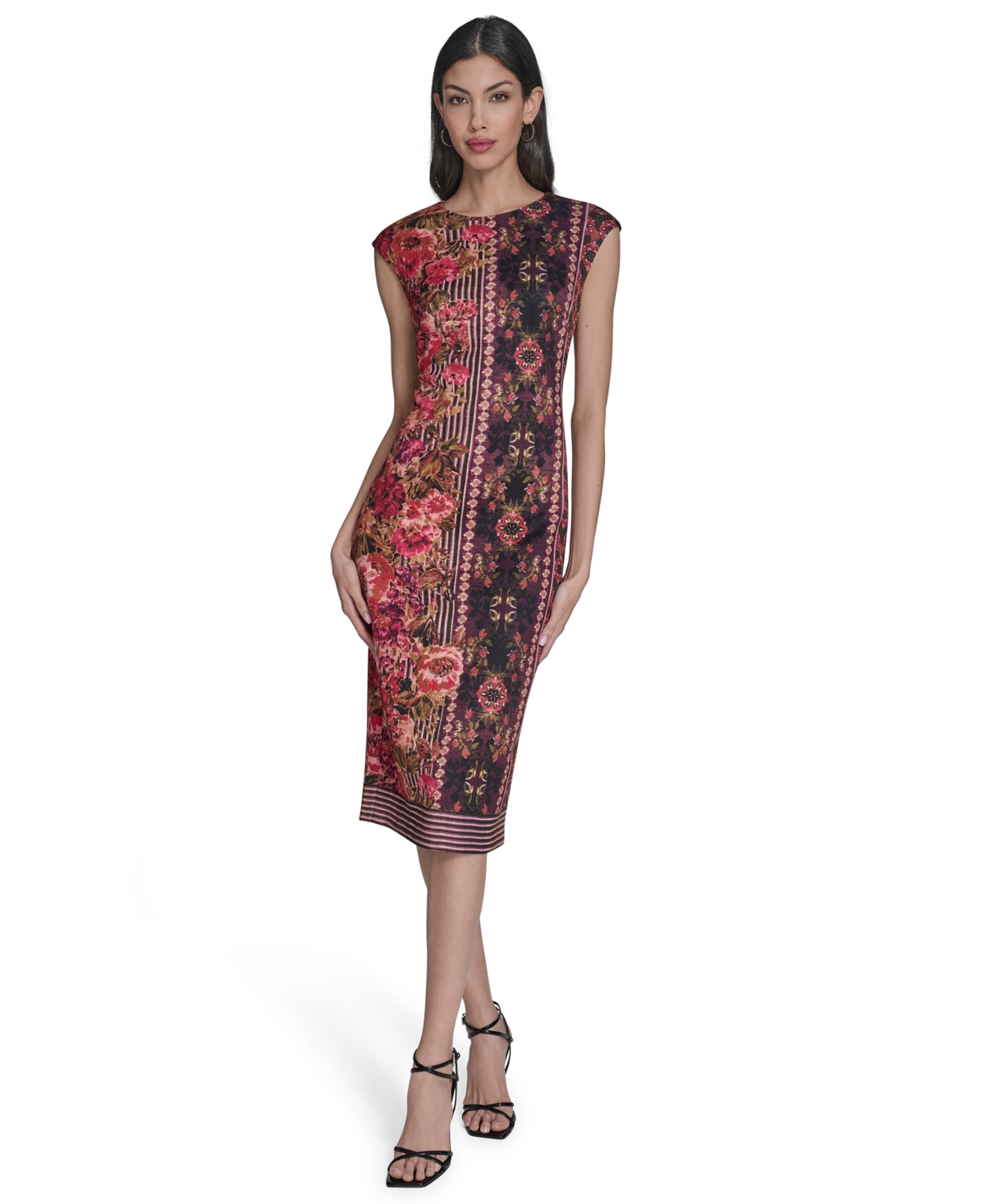 Click here for Vince Camuto Petite Placement Shift Print Round Ne... prices