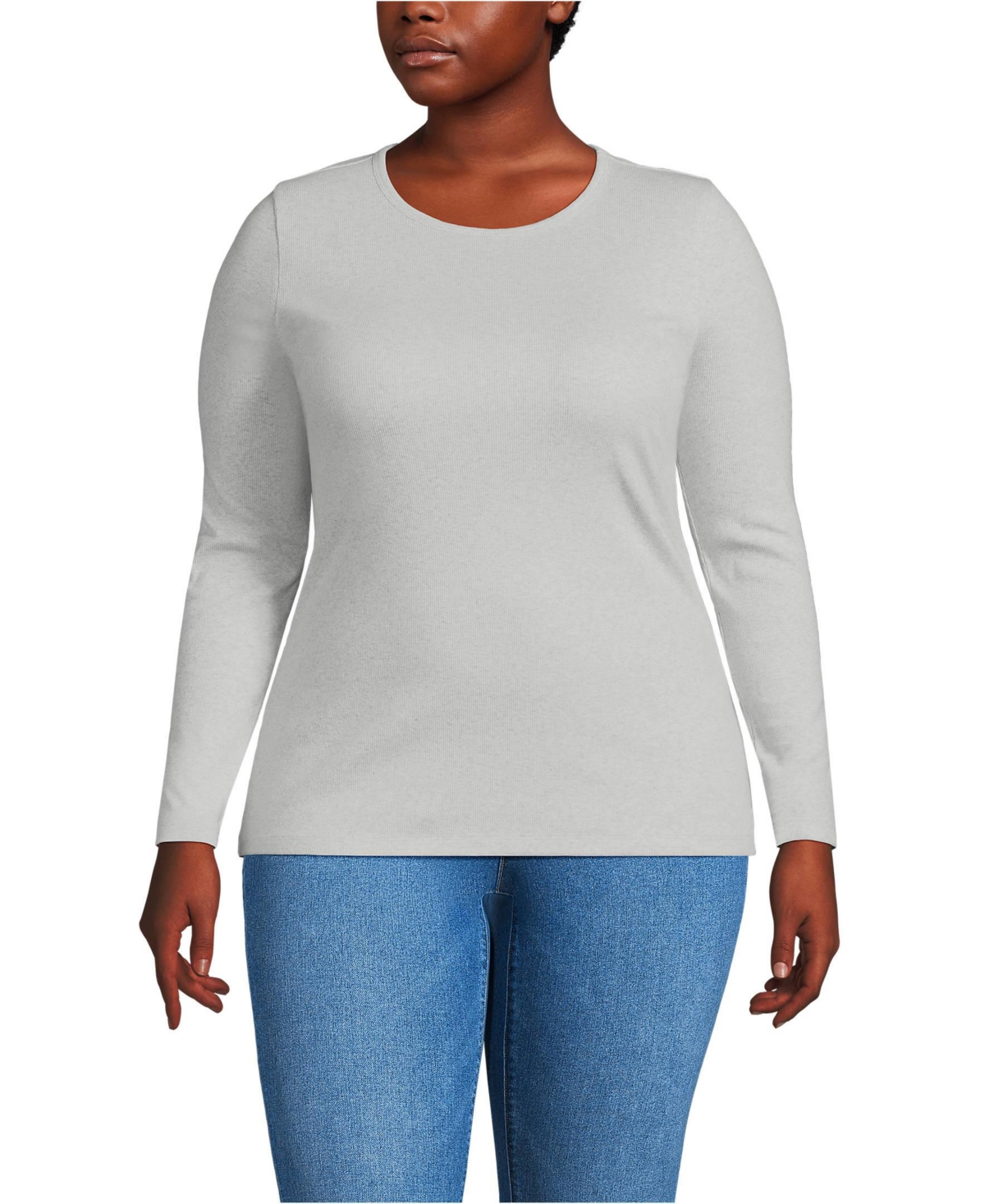Click here for Lands End Womens Plus Size Long Sleeve Micro Rib T... prices