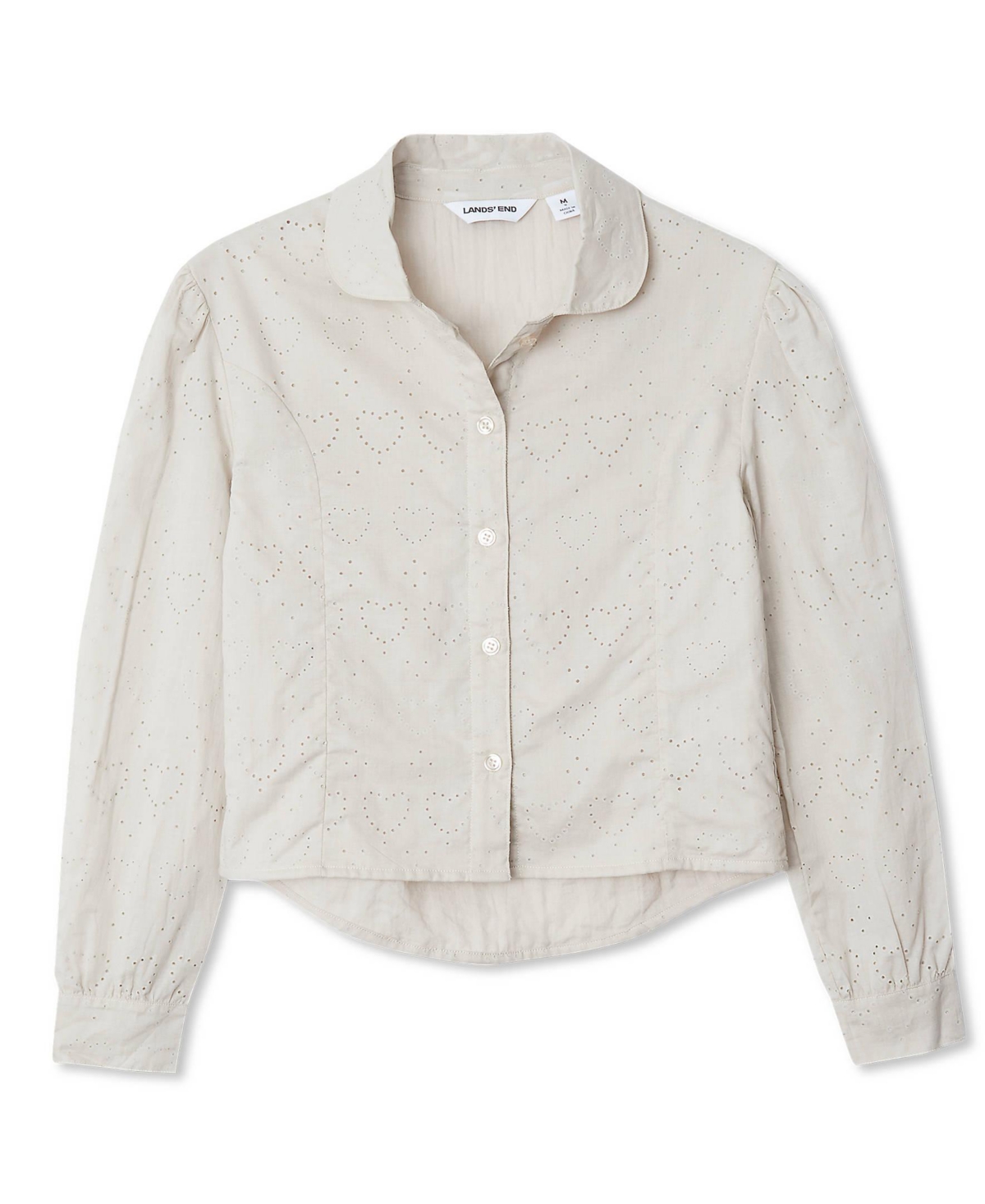 Click here for Lands End Girls Long Sleeve Woven Hearts Top - Hea... prices